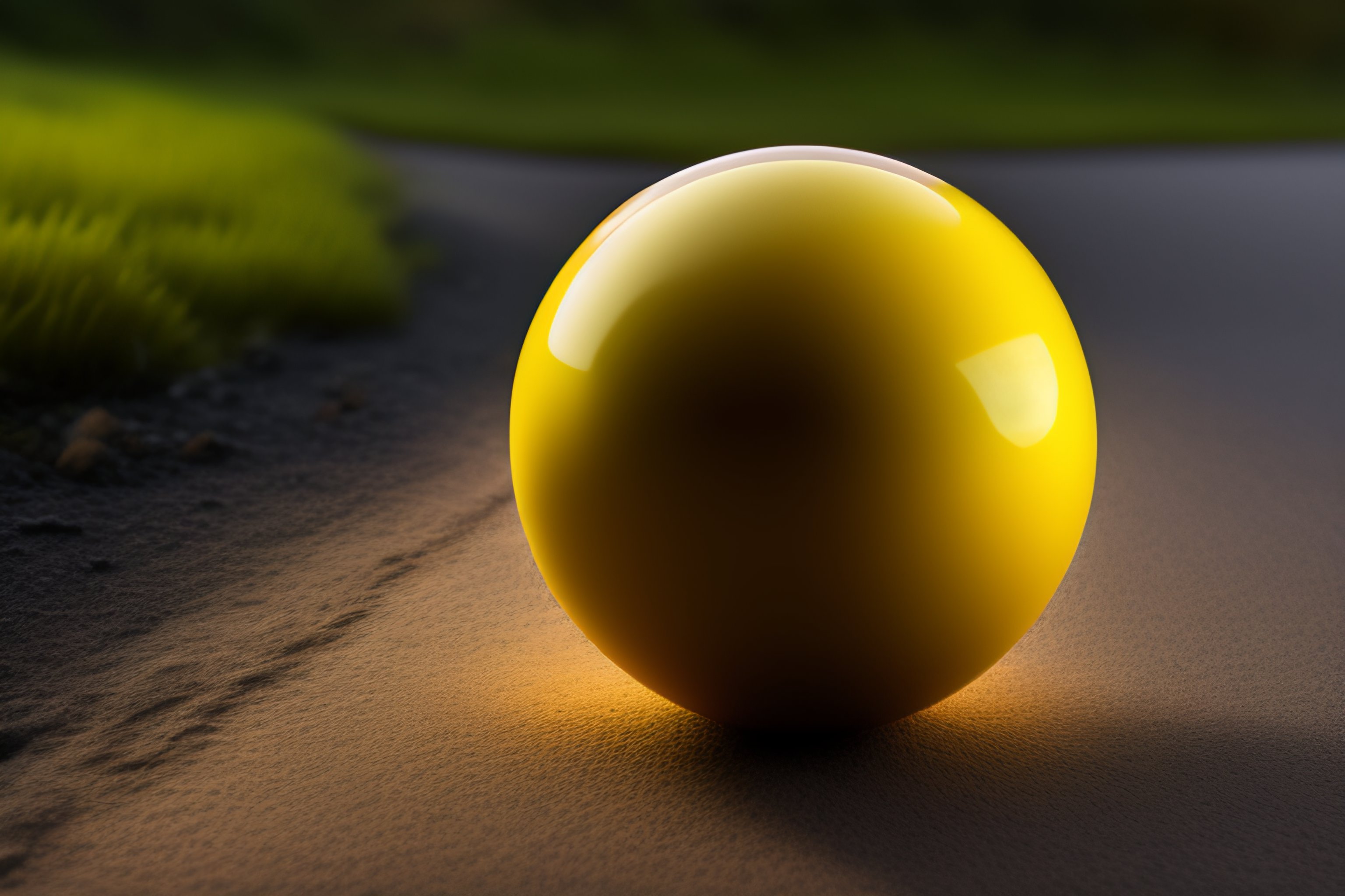 Lexica - A singular yellow orb, basketball size, floating above the ...