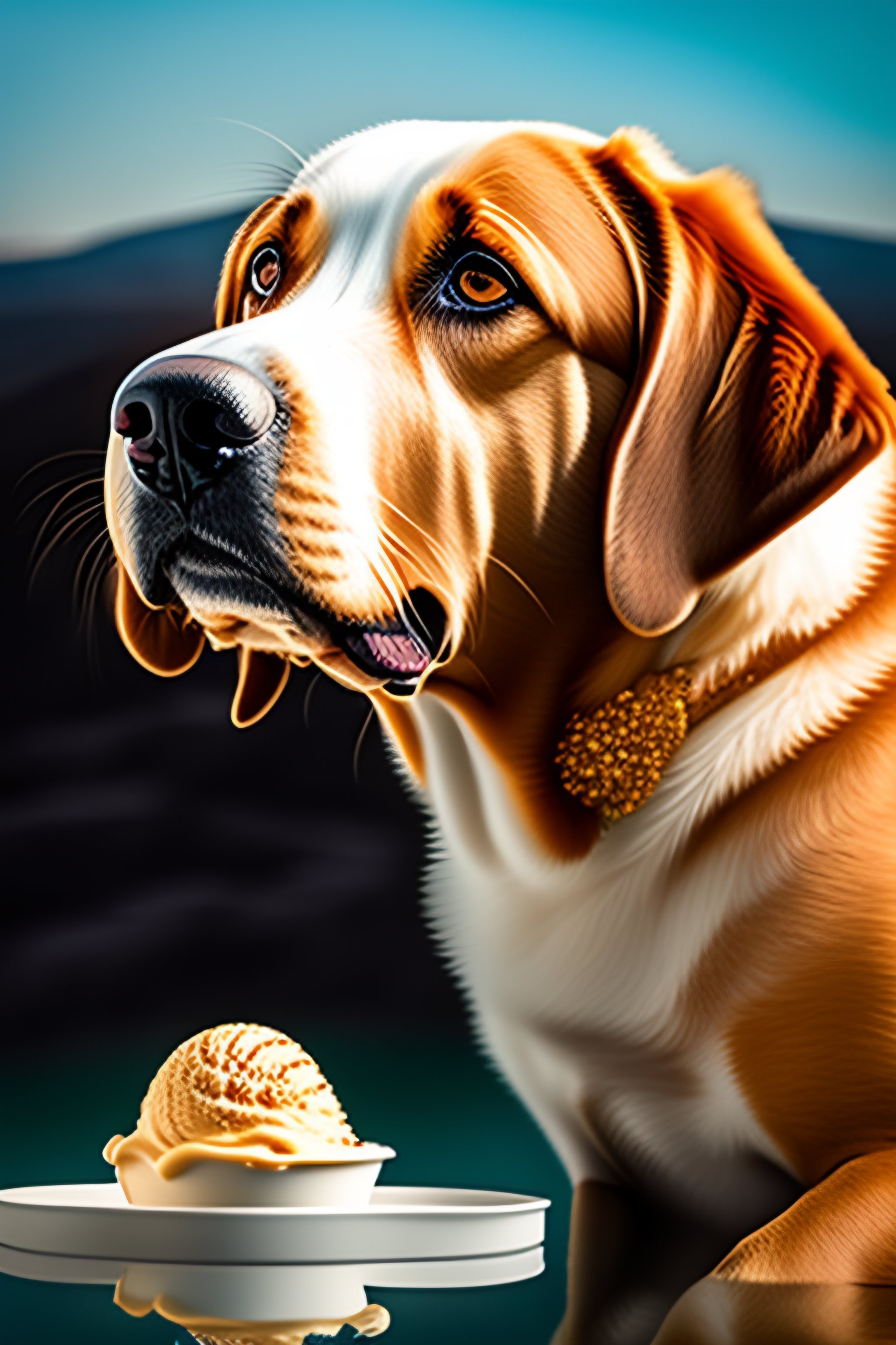 Lexica - Labrador eating ice cream in the style of van gogh