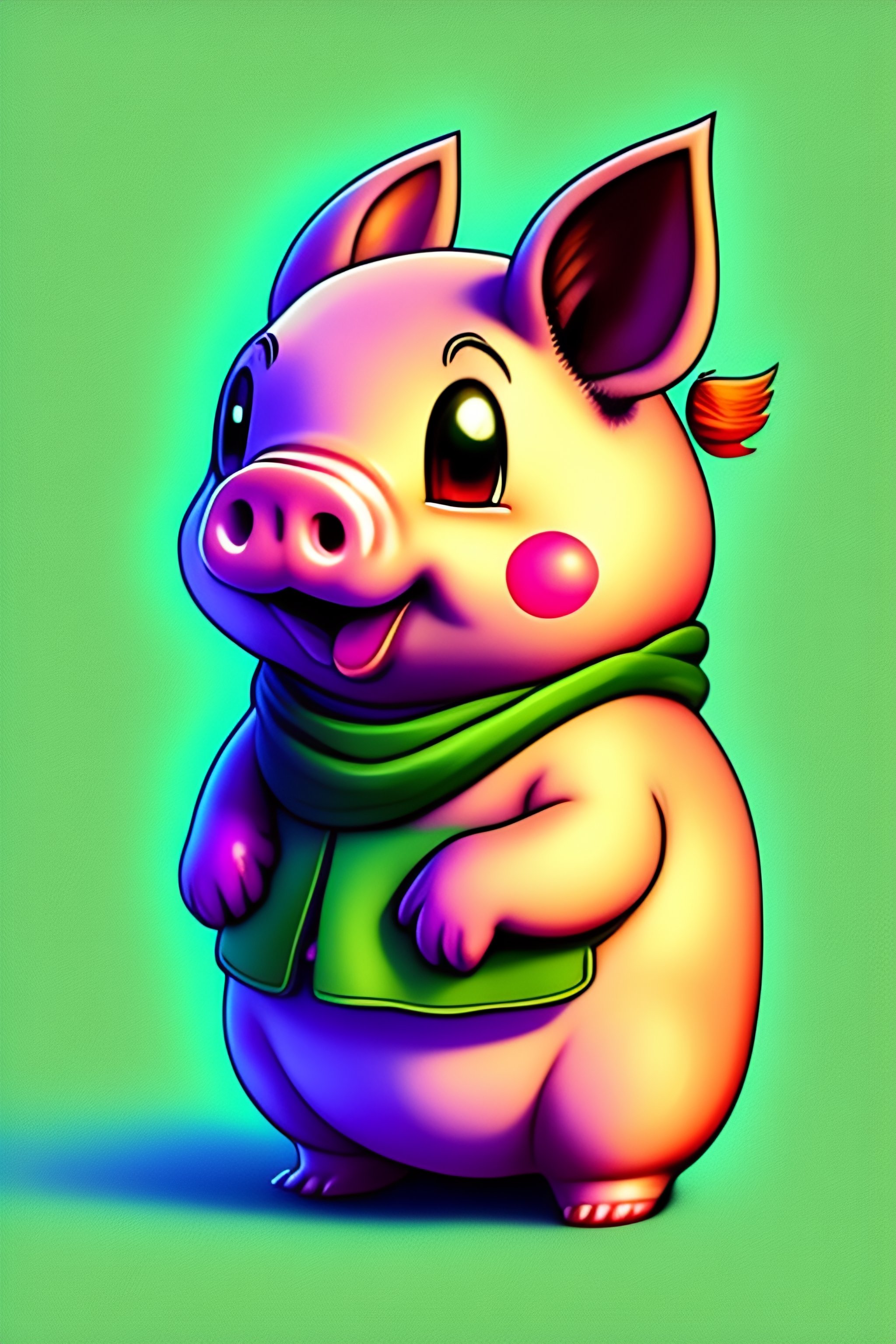 Lexica - Happy cute pig cartoon character in anime style, by Akira ...