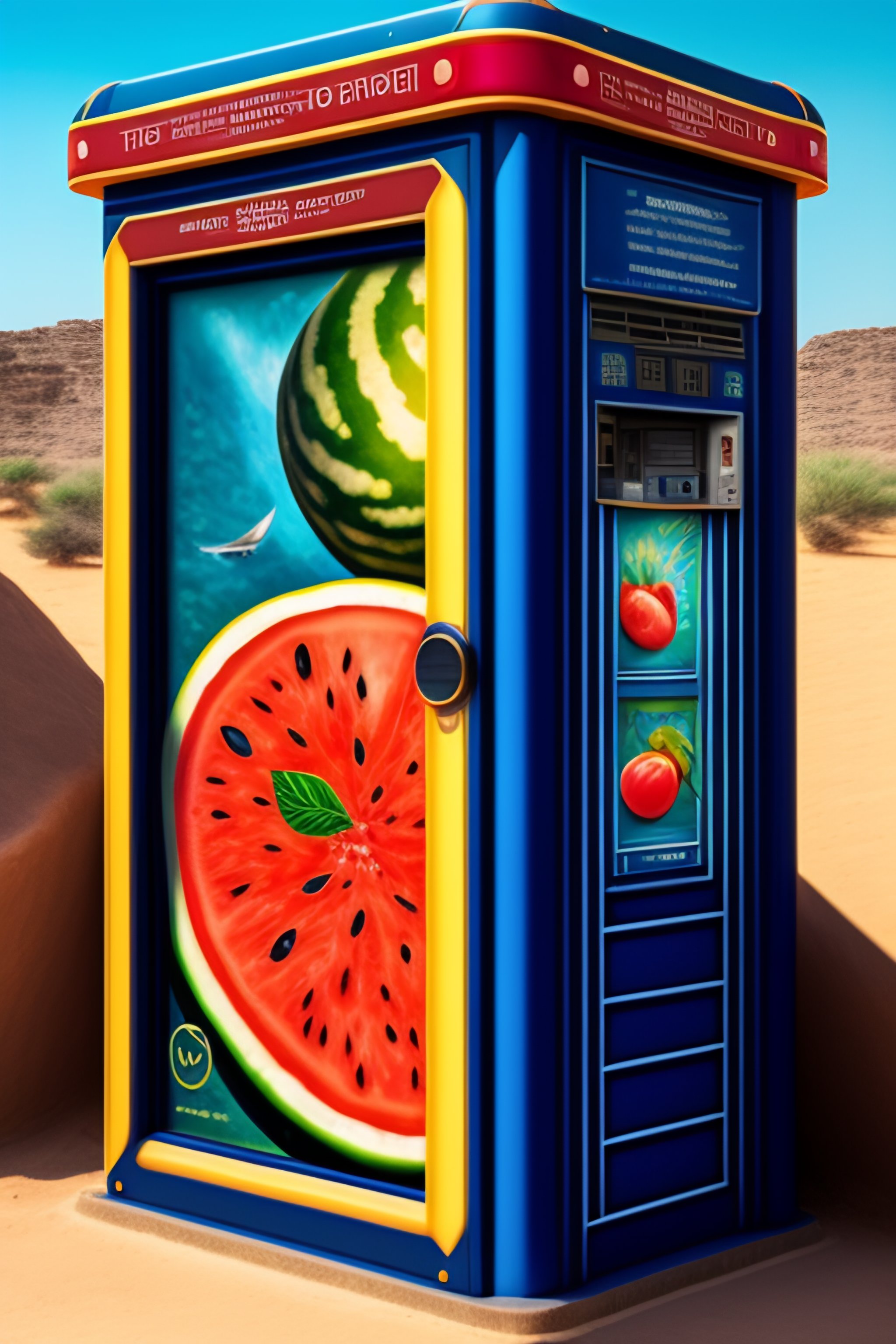 Lexica - Minoan fresco of tardis and vending machine and watermelons