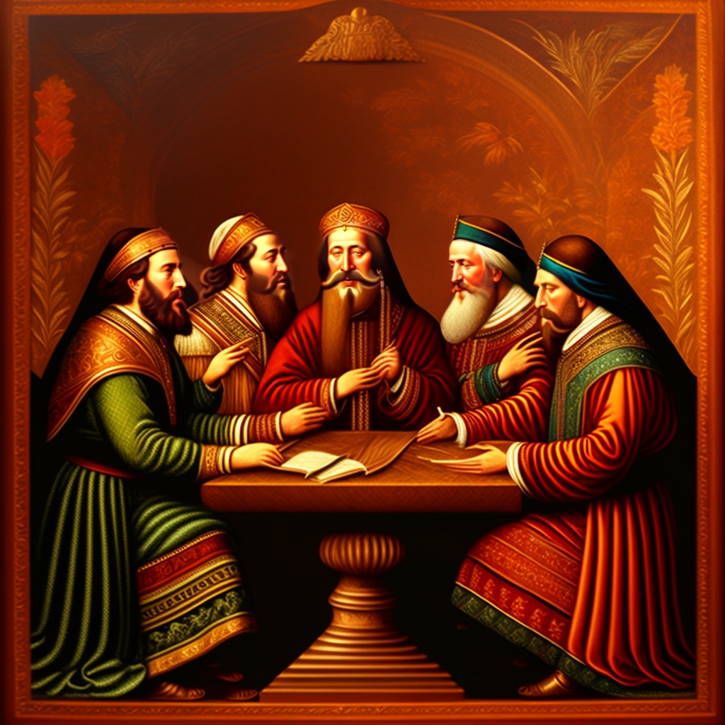 Lexica - The council of ancient Russian people sitting at a table ...