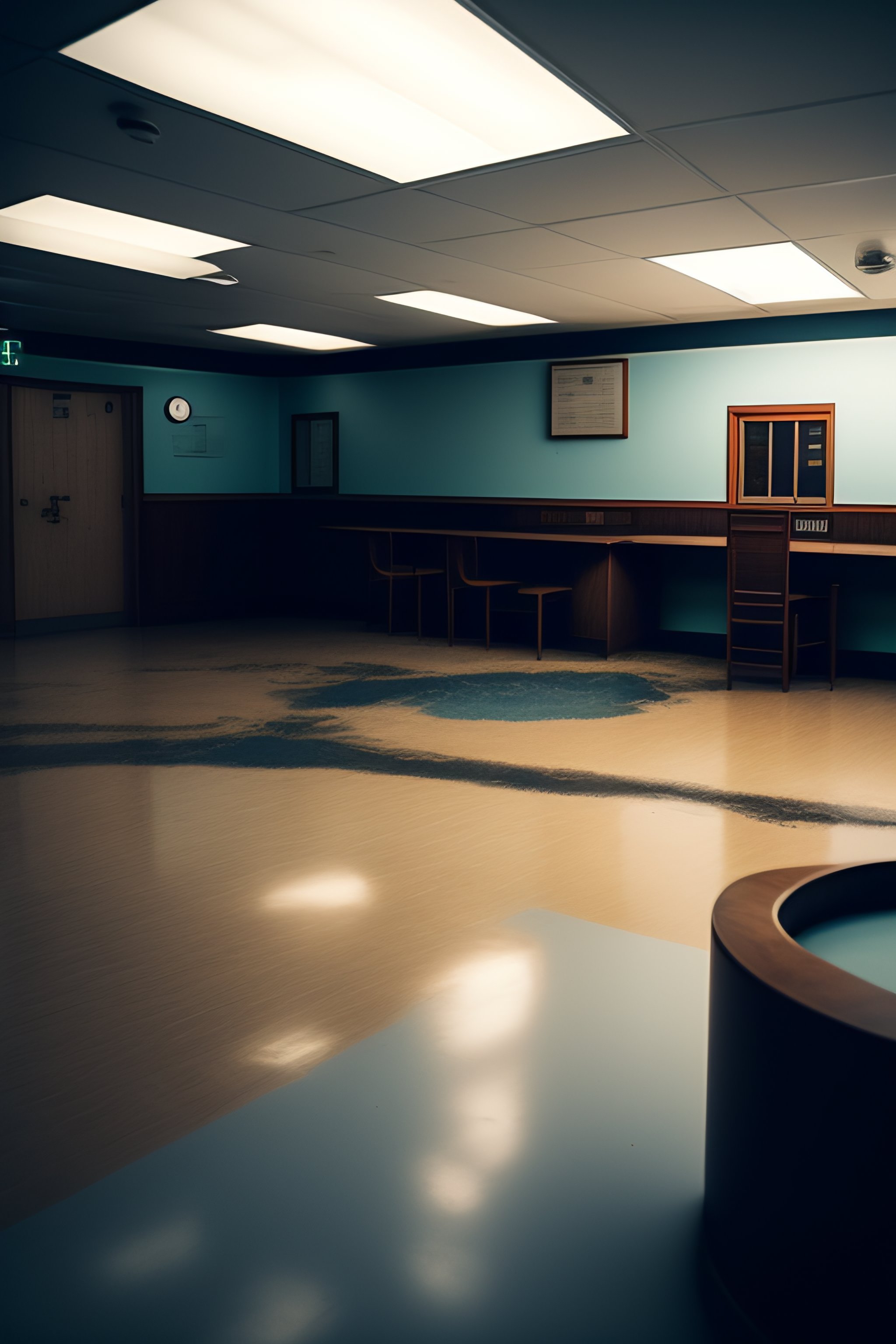 Lexica - Messy police station interior with nobody