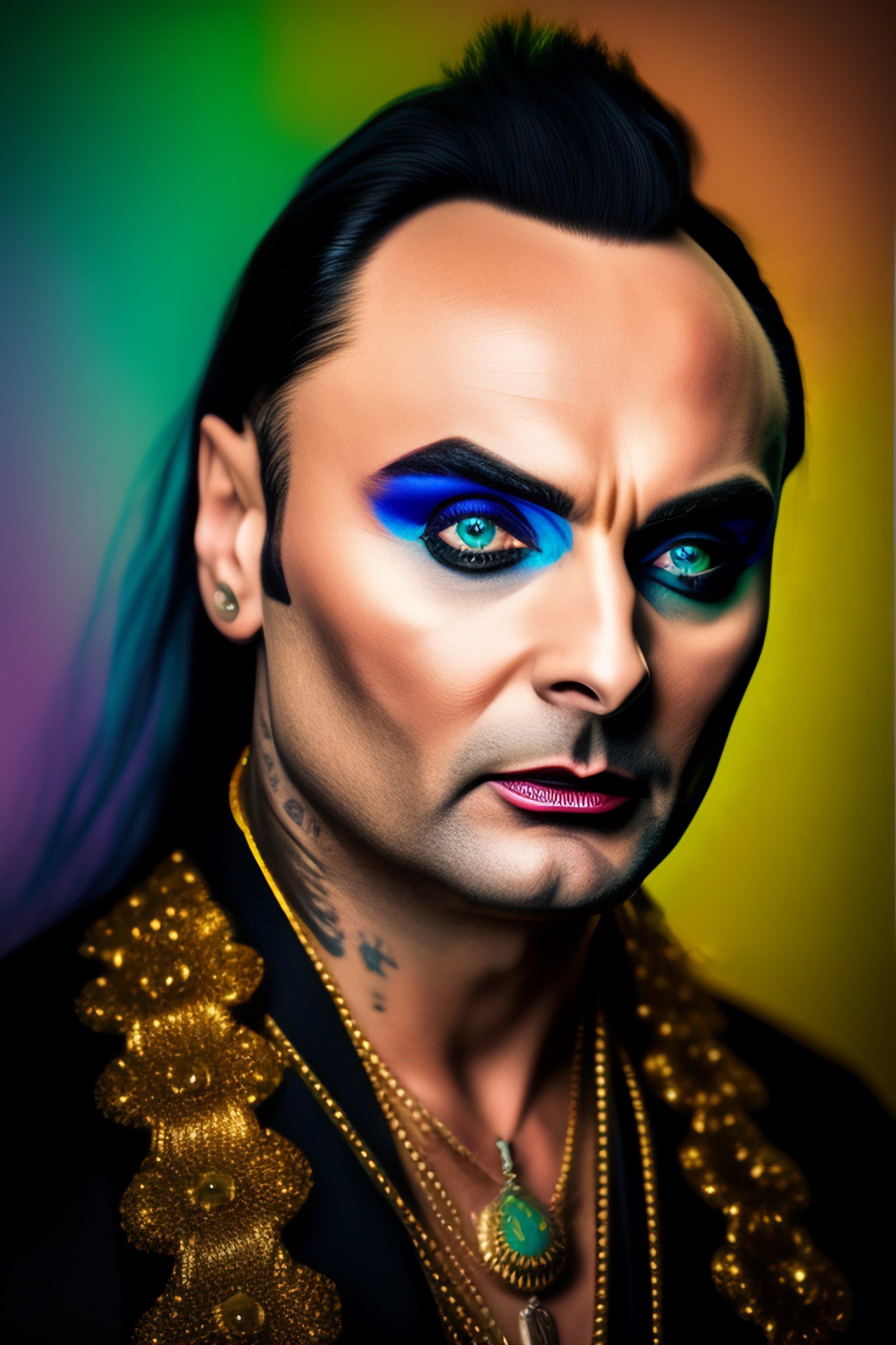 Lexica - (Retro noisy) Full shot color photo of Dani Filth, (((HDR Skin ...