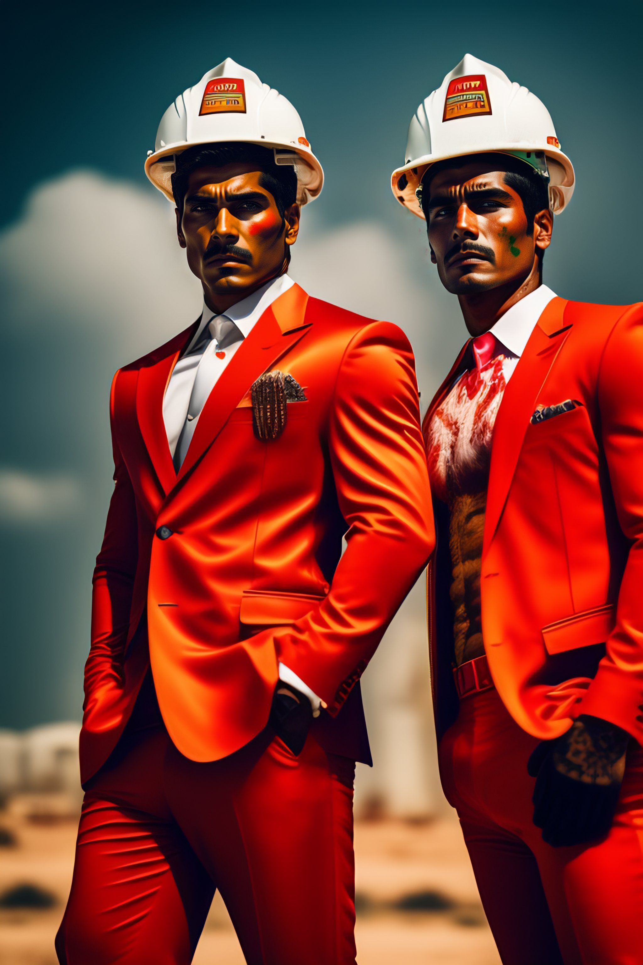 Lexica - Portrait of mexican construction workers on job site in ...