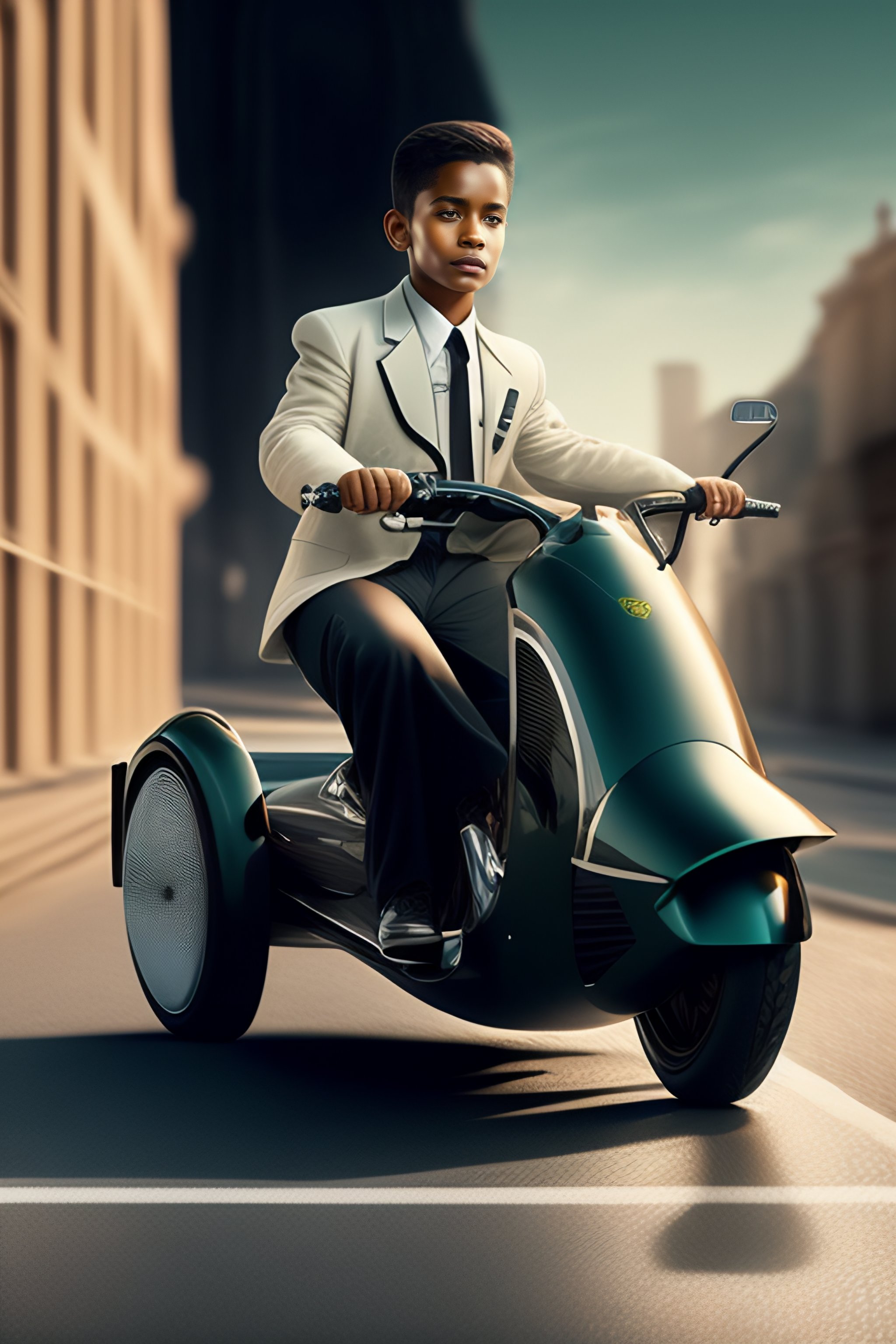 Lexica - Movie poster of a protagonist with a gun riding a Sinclair C5 ...