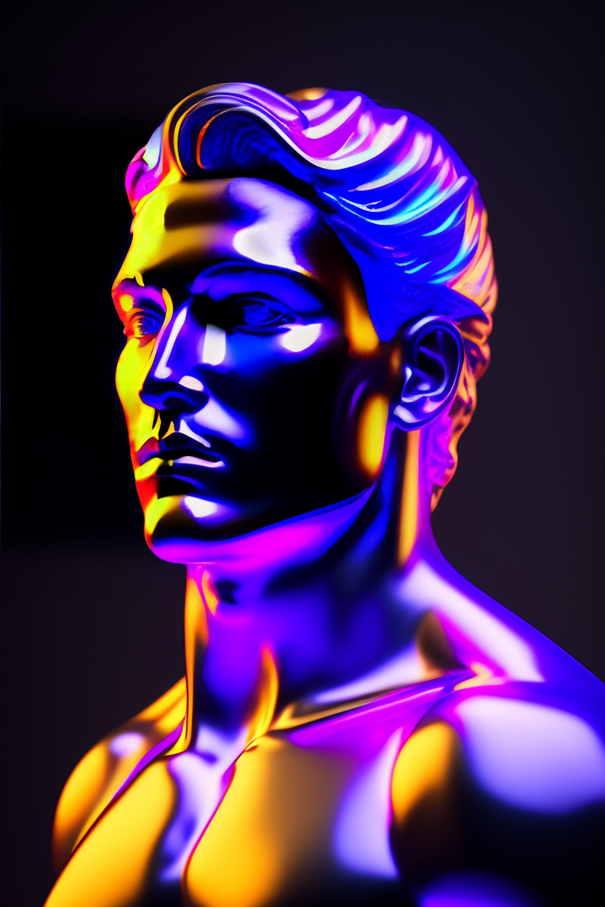 Lexica - 8k render of a glowing reflective iridescent male marble bust ...