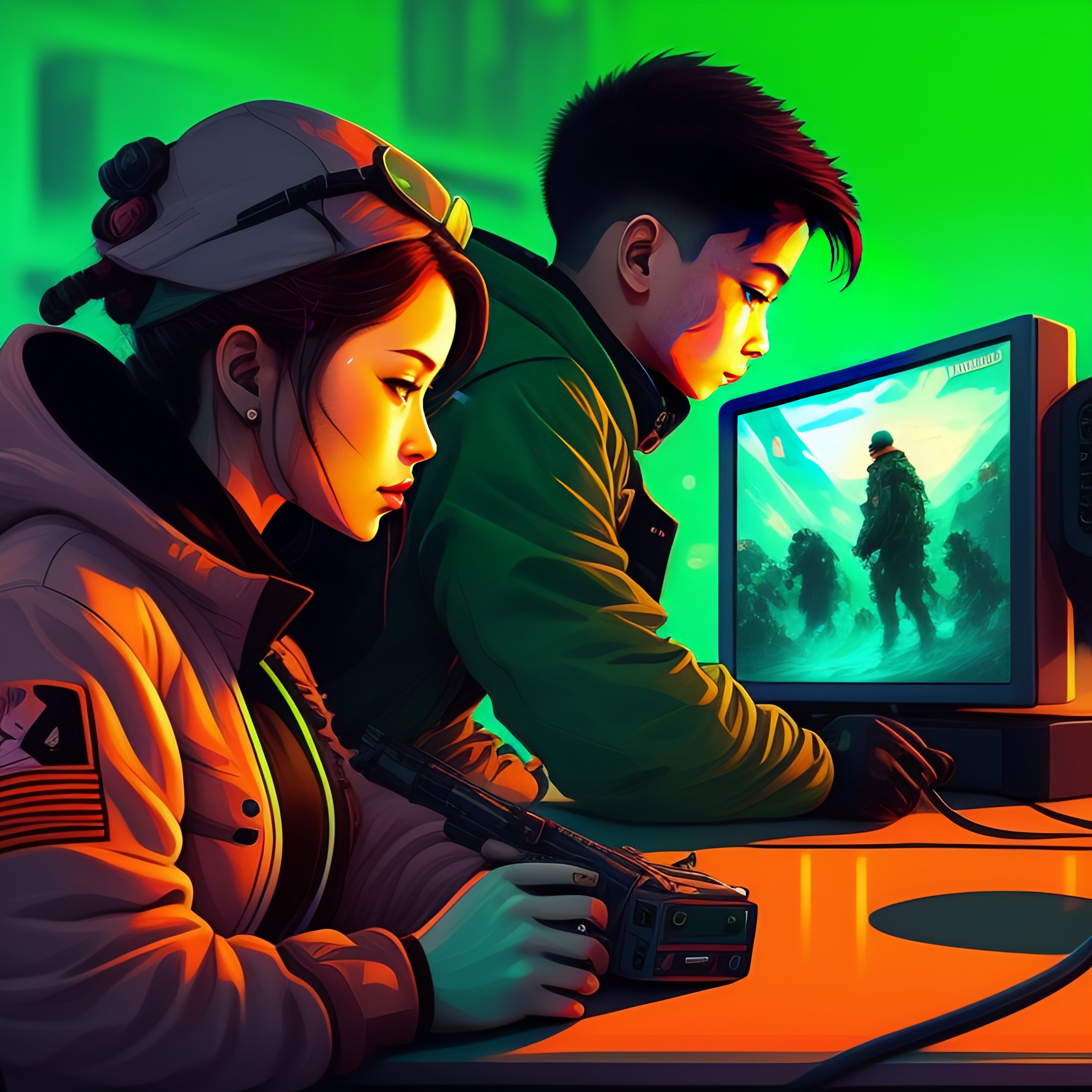Lexica - Friends playing on a gaming console, style of laurie greasley ...