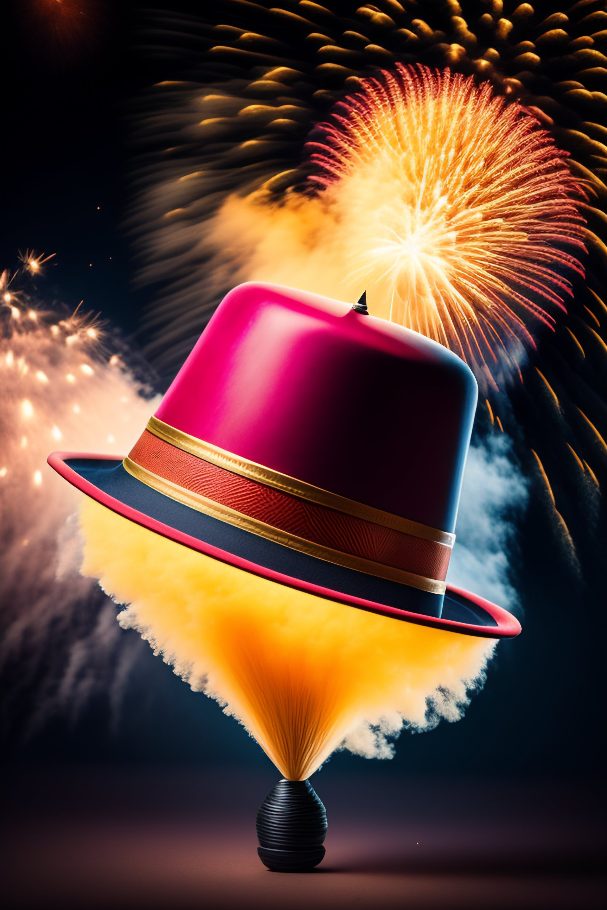 Lexica - A magician's hat upside down, with fireworks exploding from it ...