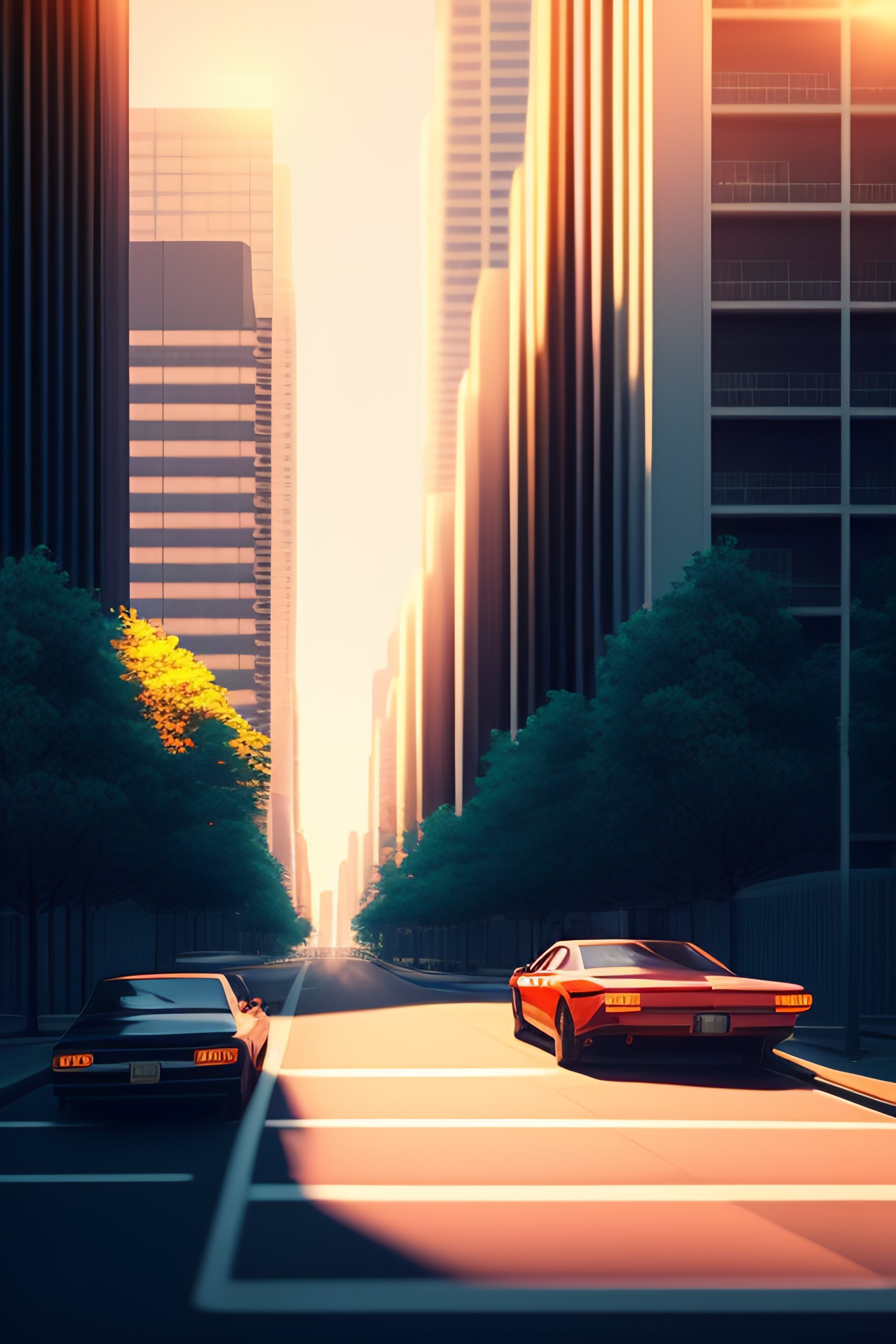 Lexica - Anime style two point perspective of a quiet city street ...
