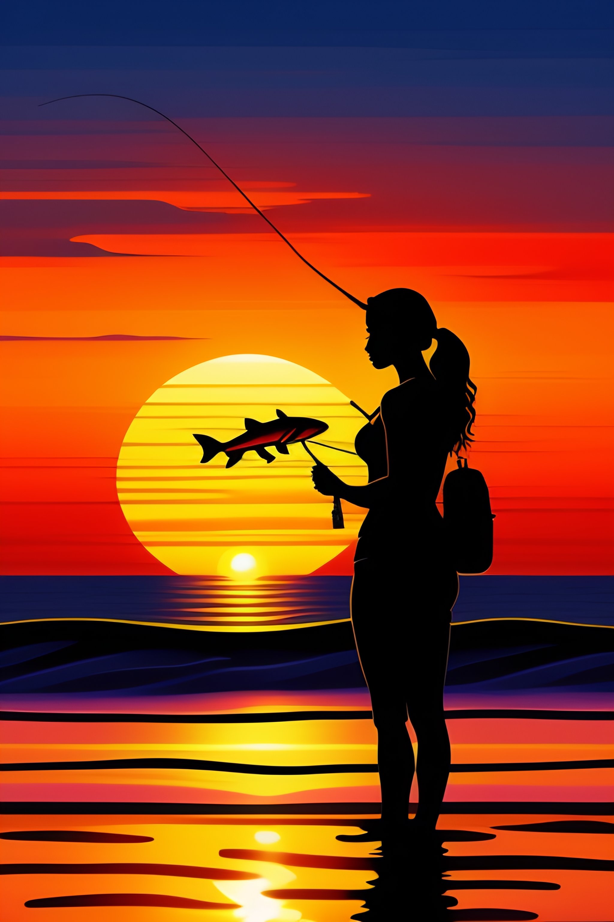 Fishing Silhouette Sunset