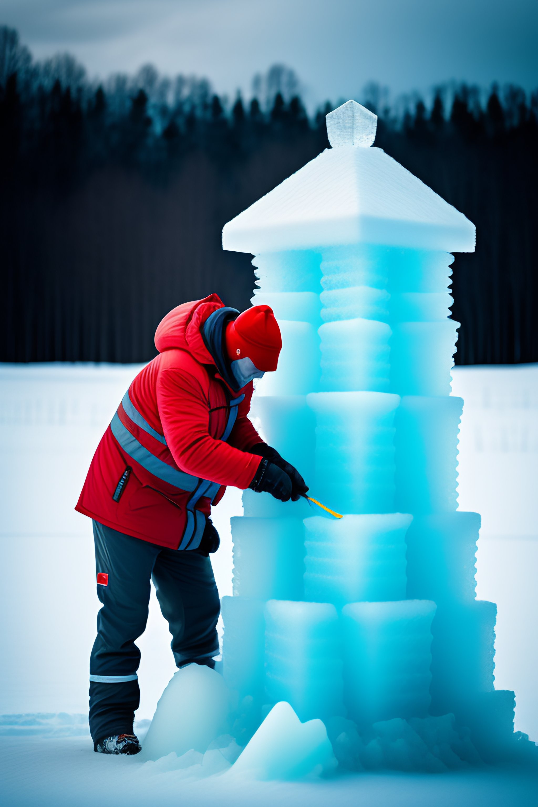 Lexica - A man building an ice castle