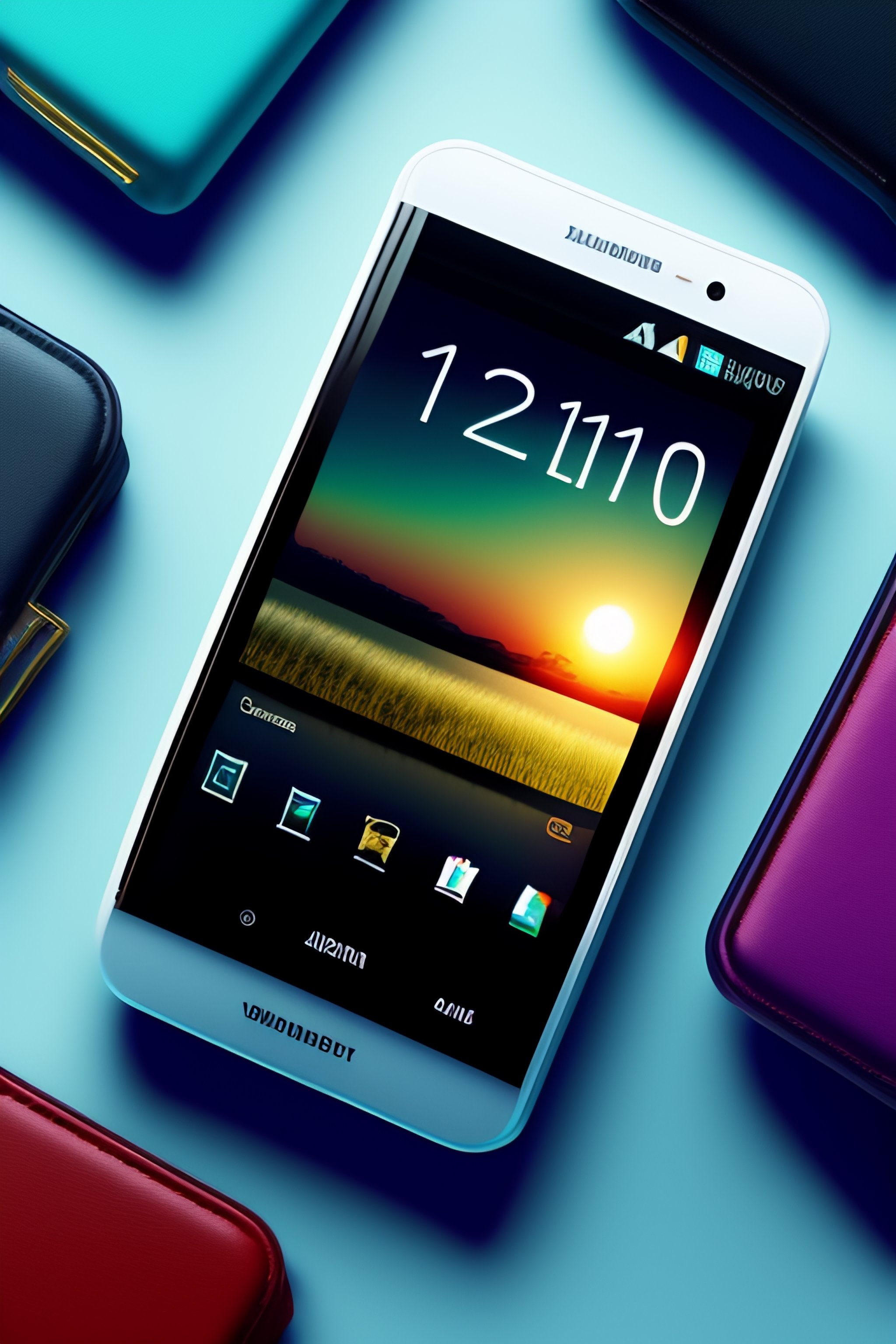 Lexica - Top view A smartphone with a touchscreen on a white image ...