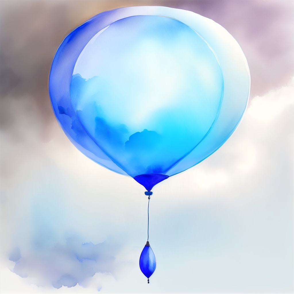 Lexica - Blue watercolor quirky blue balloon on a piece of string ...