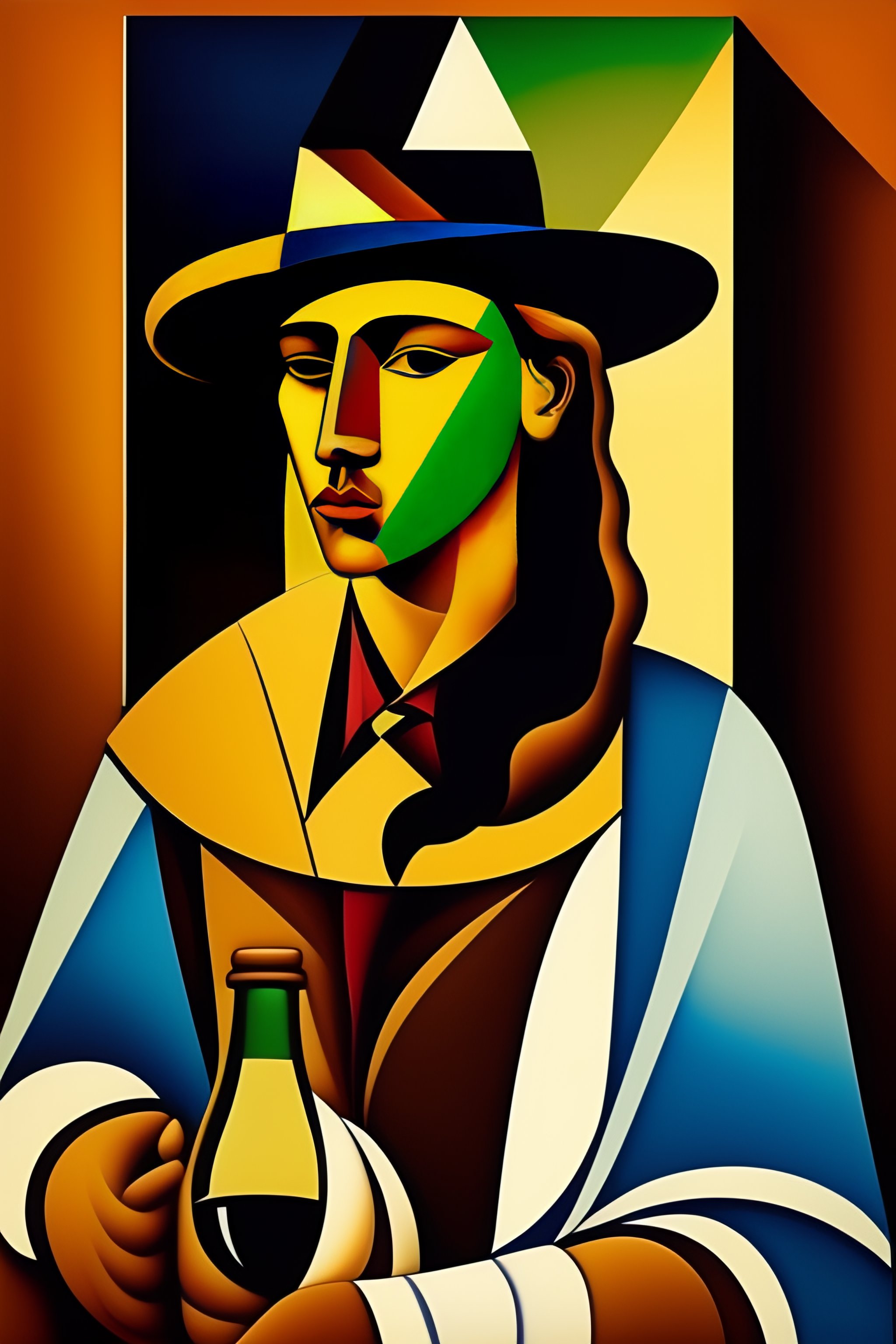 Lexica - A farmer with a brown hat drinking from a huge wine glass by ...