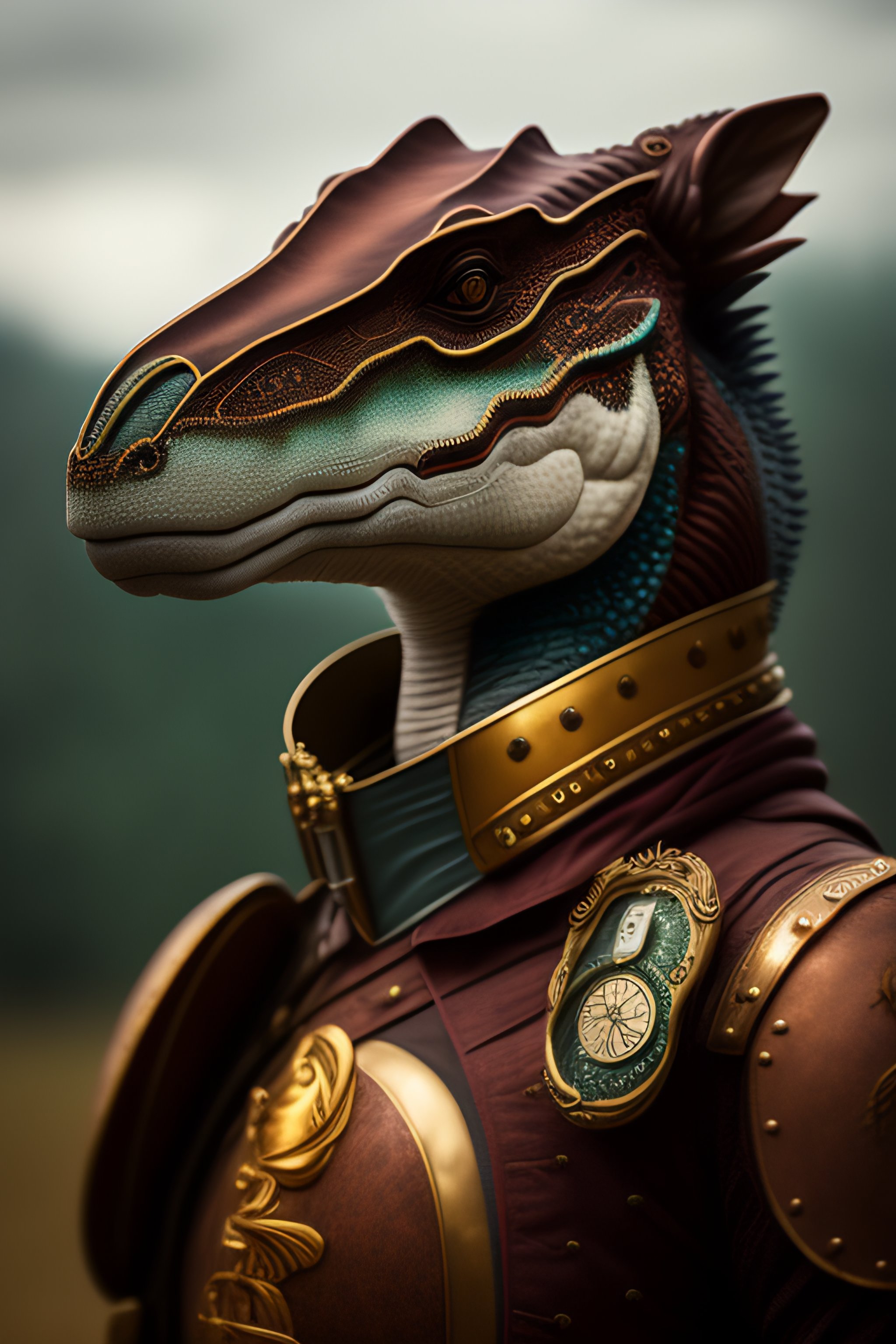 Lexica - Portrait of a steampunk dinosaur