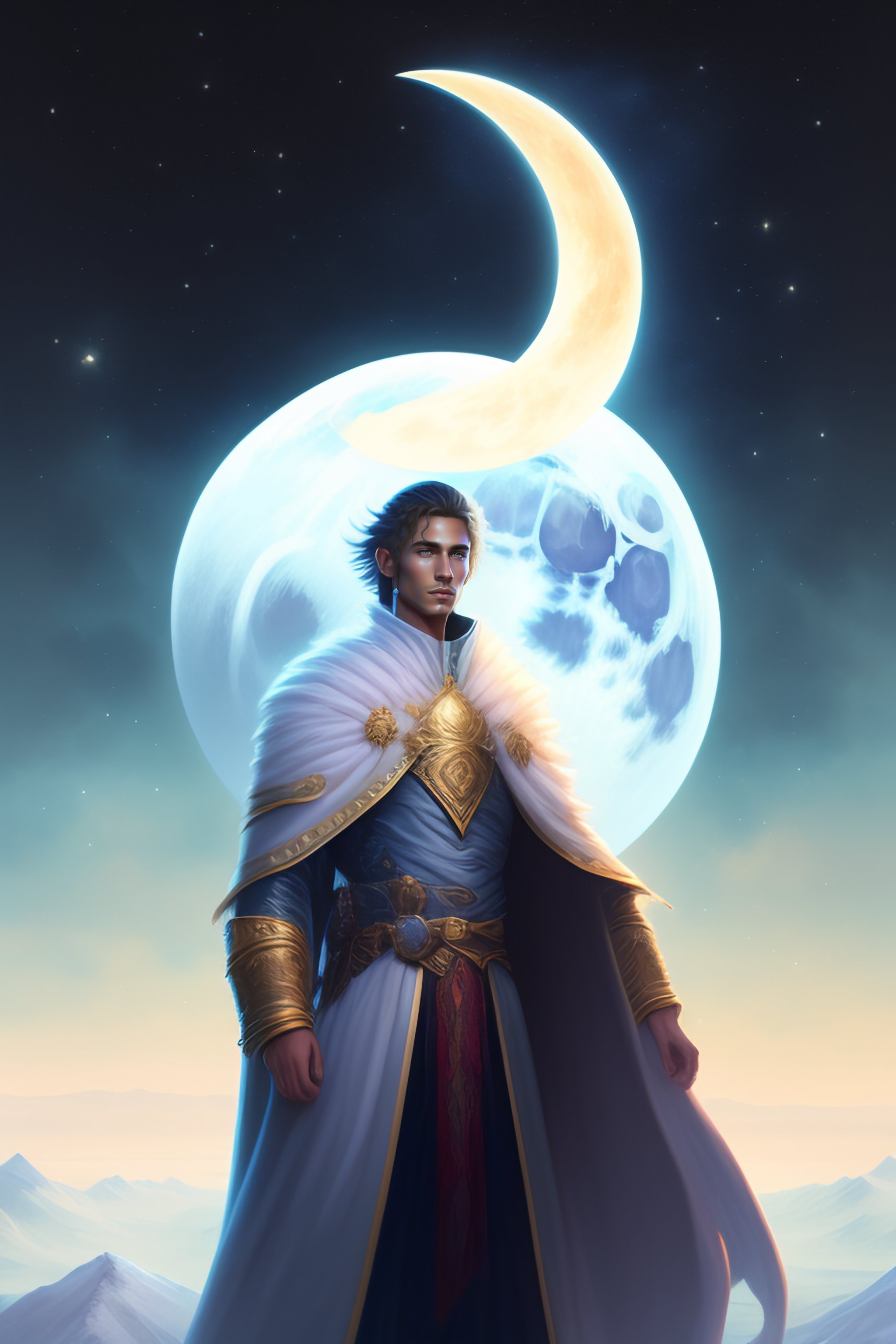 Lexica - Moon mage, young white male adult, moon wizard, moonlight ...
