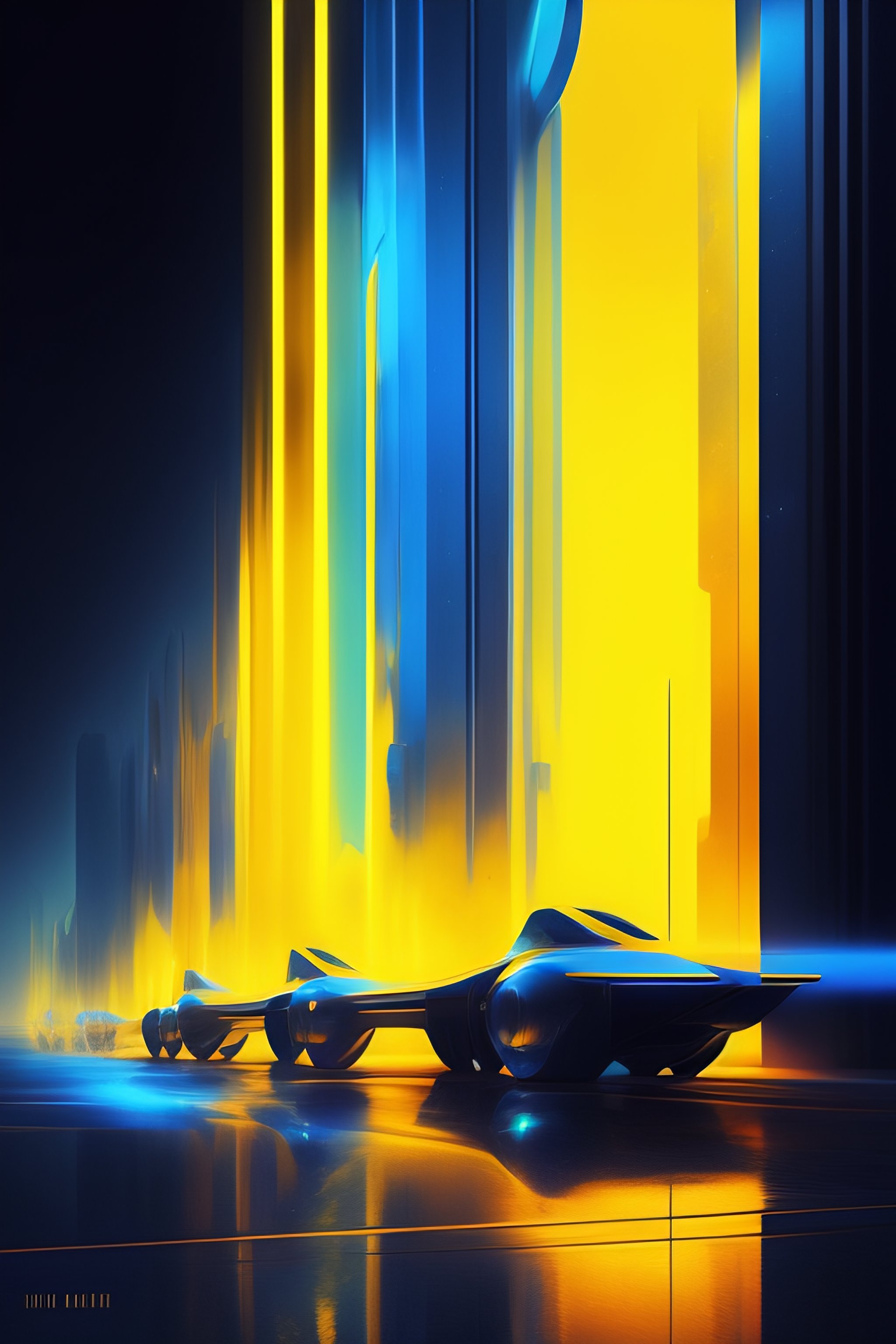 Lexica - Futuristic, blade runner, yellow and blue blade, concept art