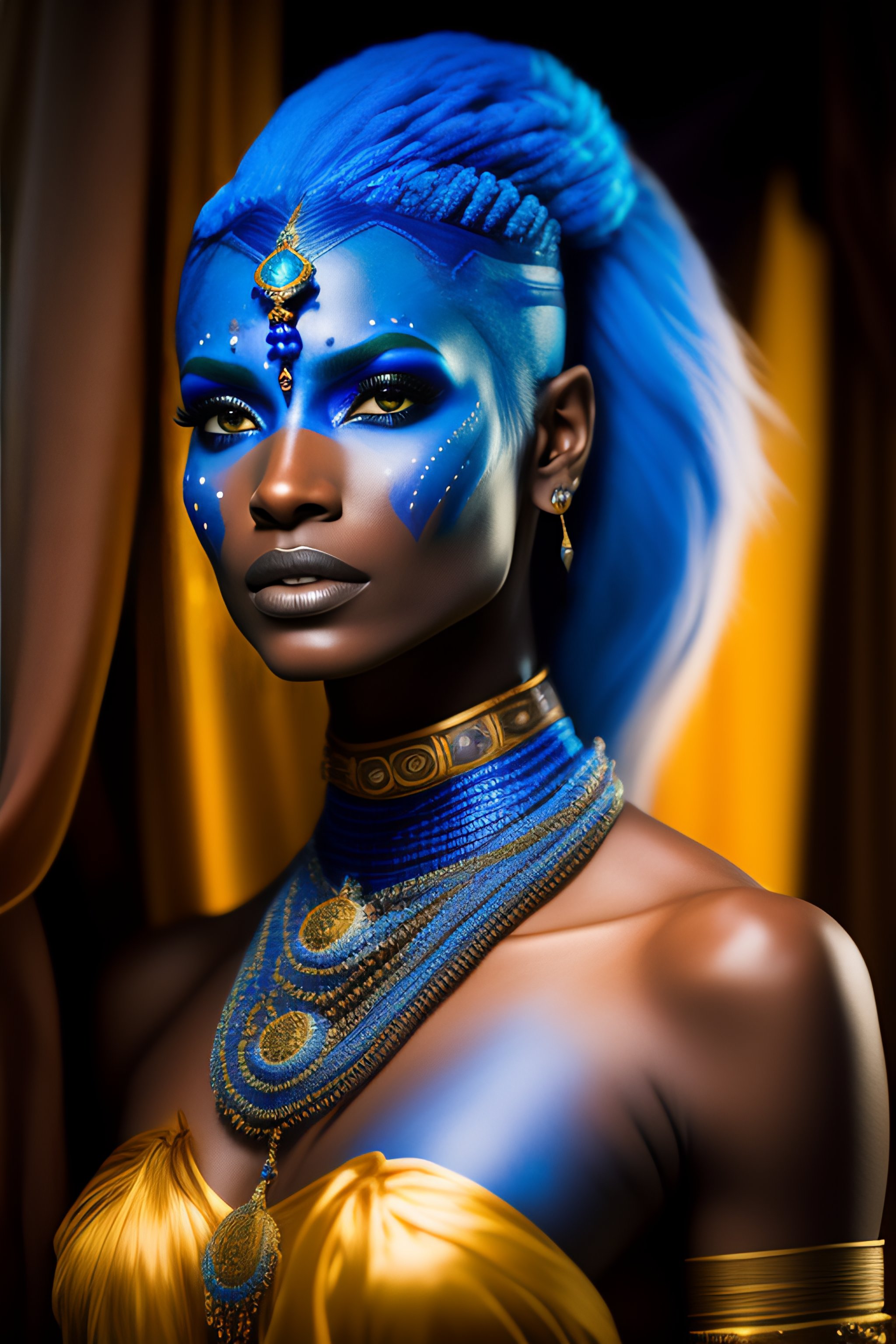Lexica - Photograph of a blue-skinned female navi from avatar, high ...