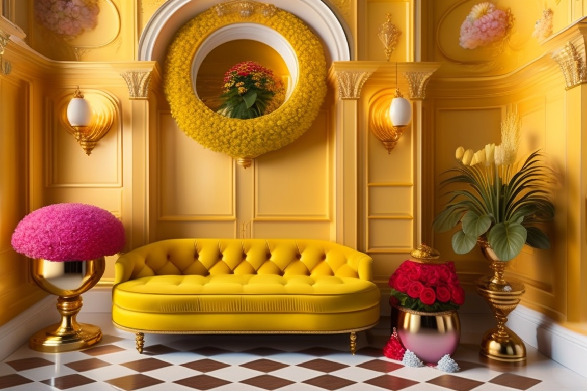 Lexica - Photo by Architectural Digest: Maximalist yellow {vaporwave ...