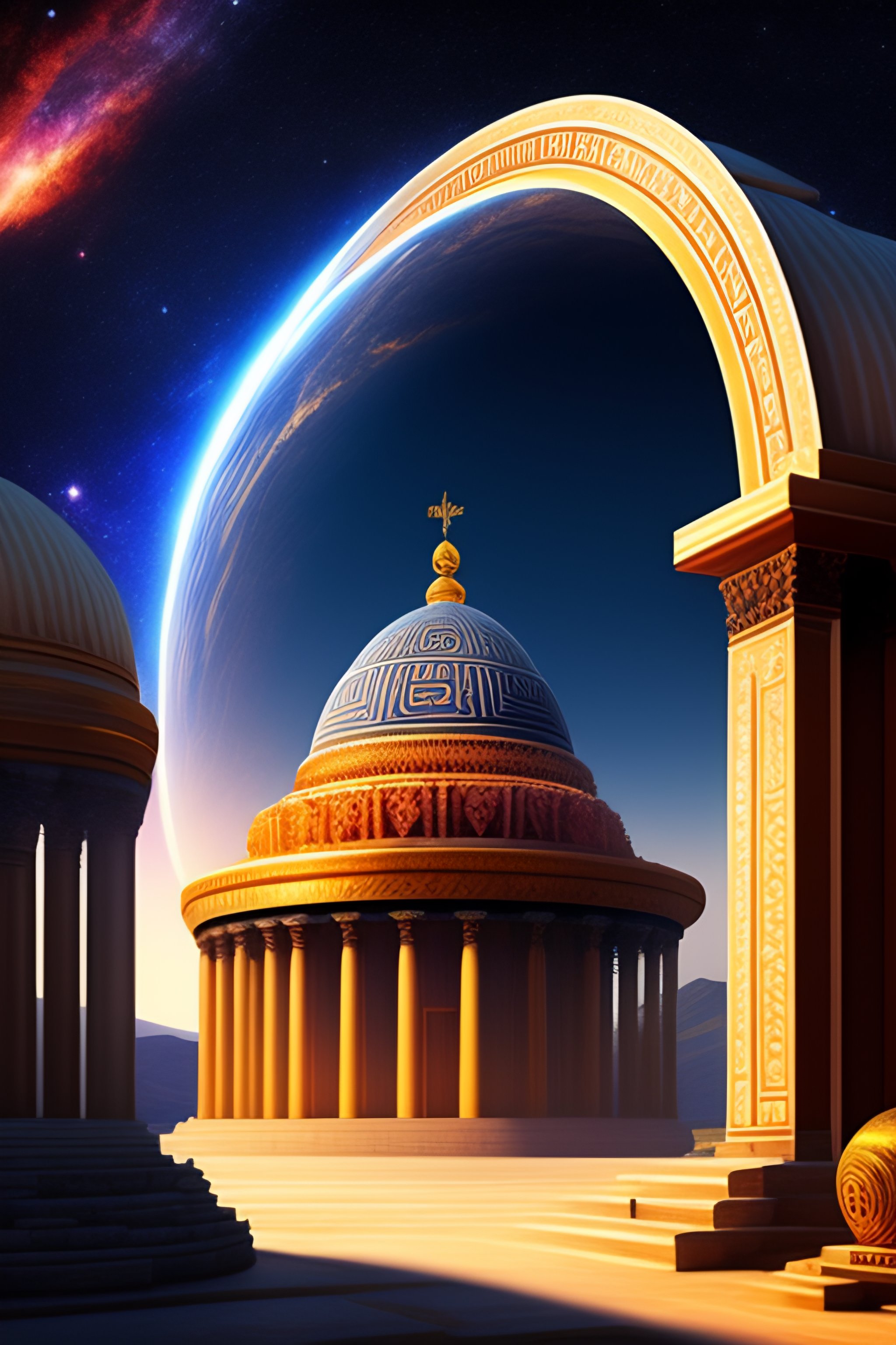 Lexica - Many temples in the Greek style, of titans, floating in a ...