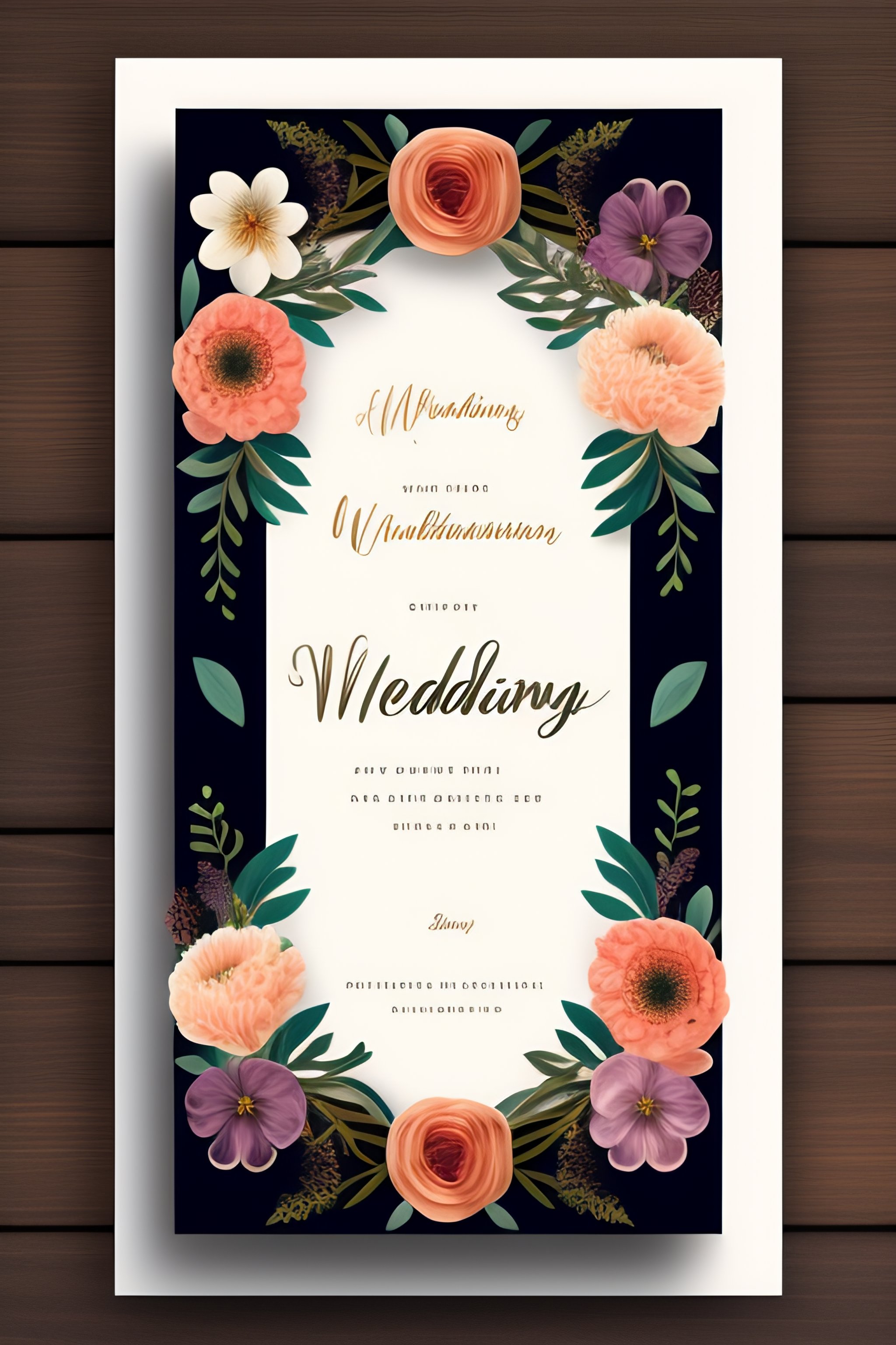 Lexica - Wedding welcome card with flowers border