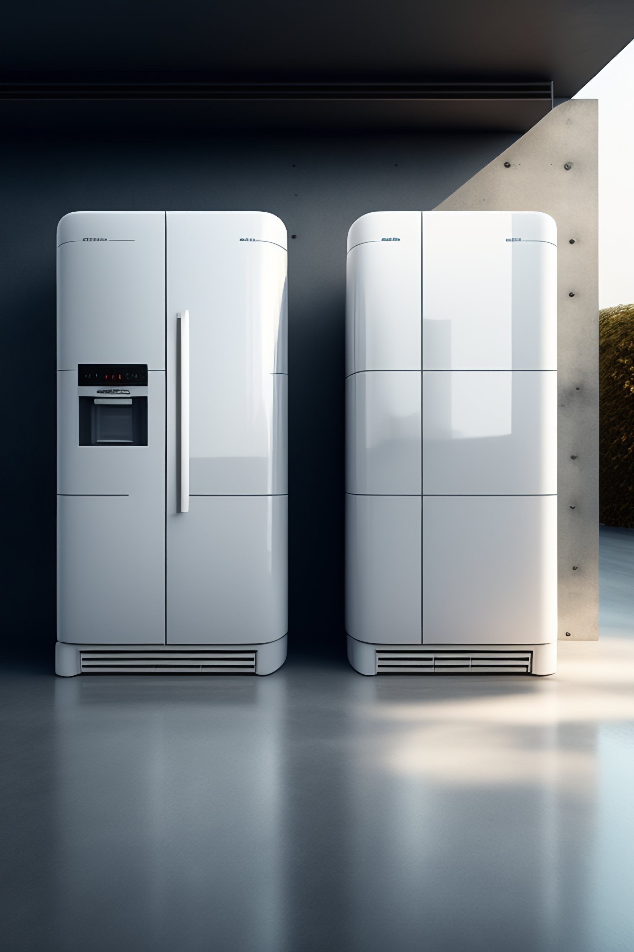 Lexica - Row of white kitchen fridges giant concrete modern brutalism ...