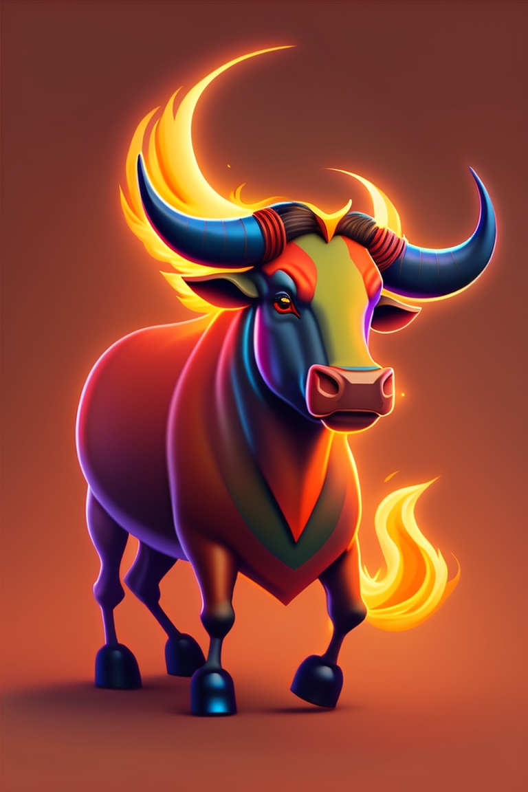 Lexica - A fire bull, cartoon style