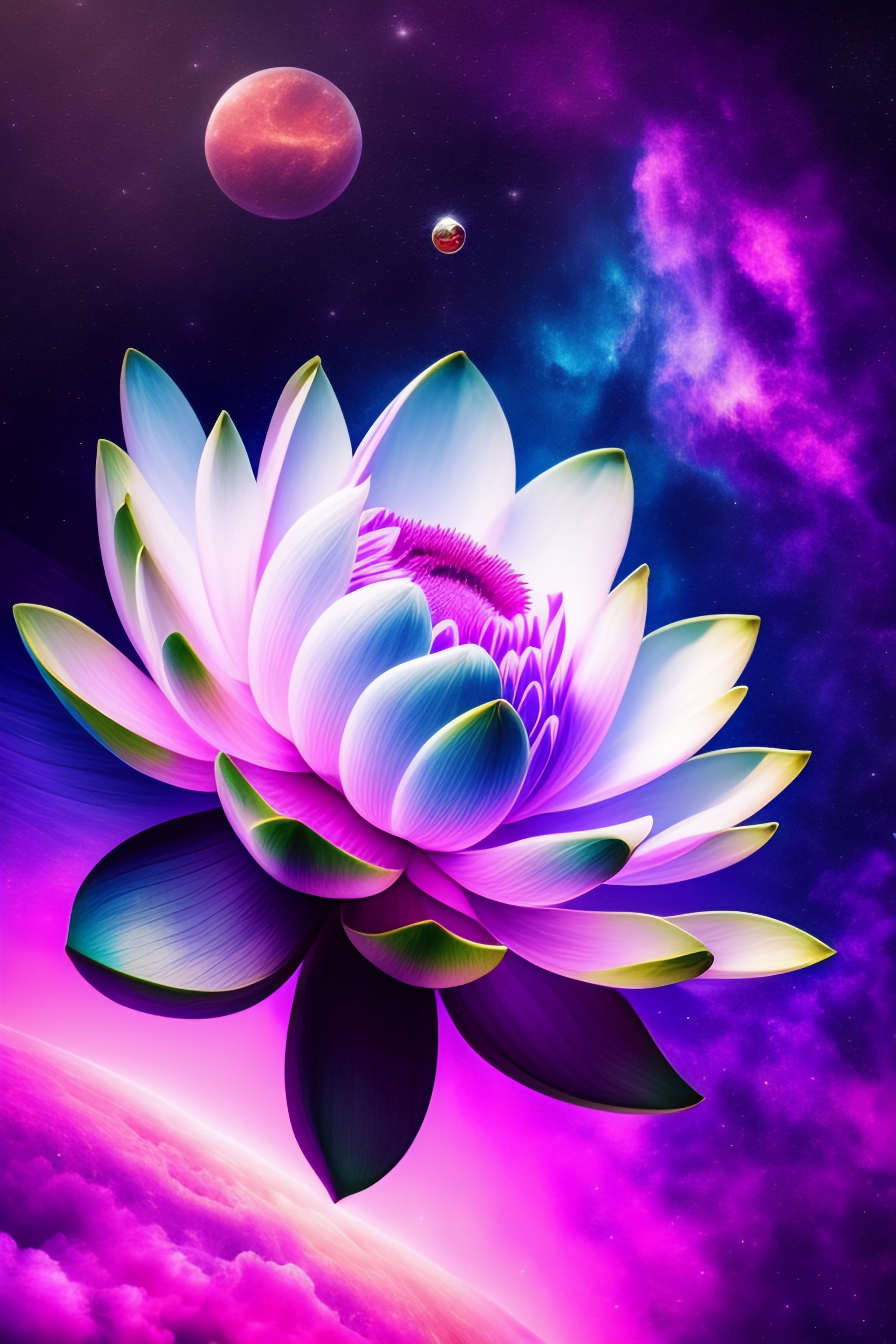 Lexica - HQ image of a lotus flower in space floating in space with ...