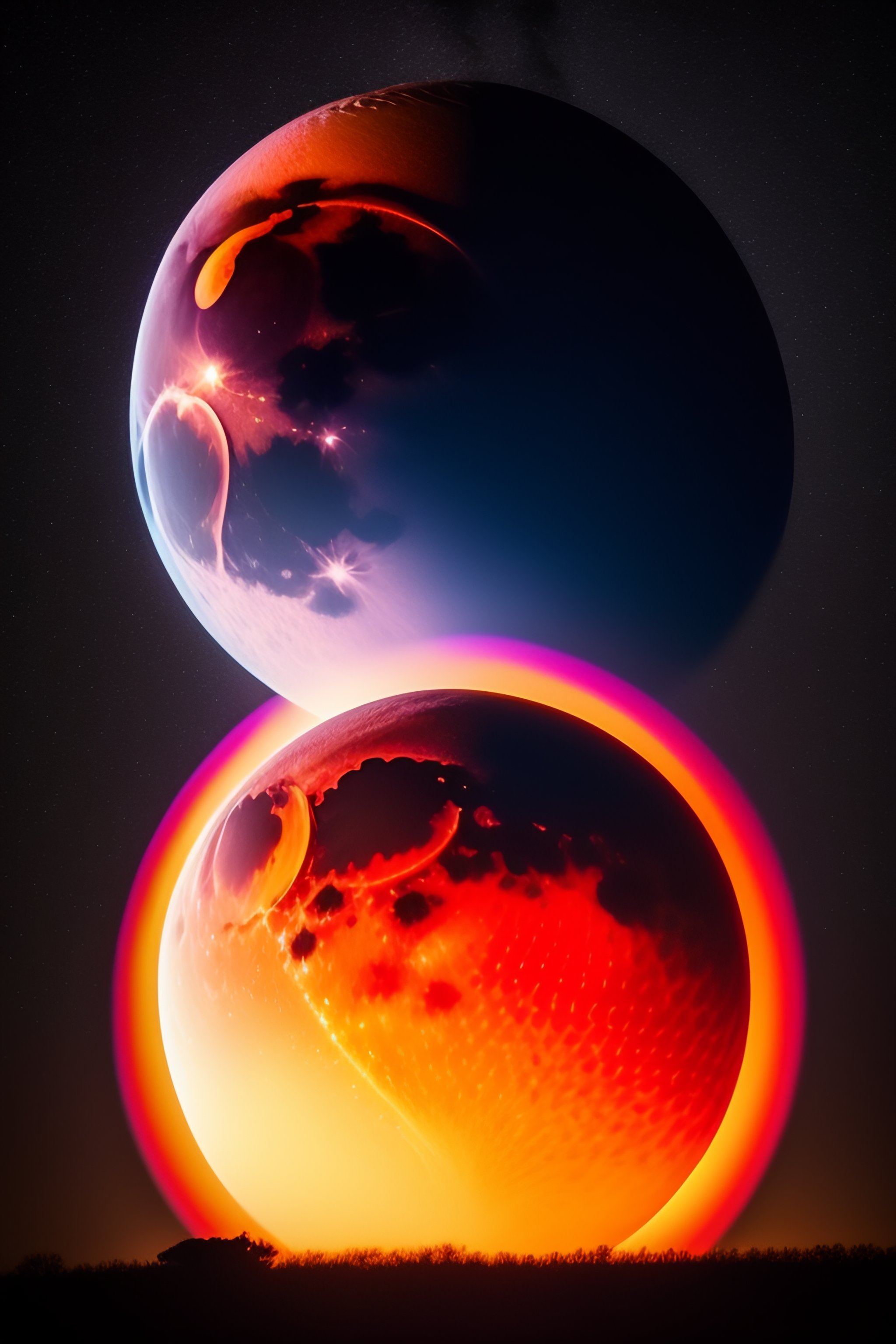 Lexica - Photo of the strawberry moon exploding in the sky on a clear ...