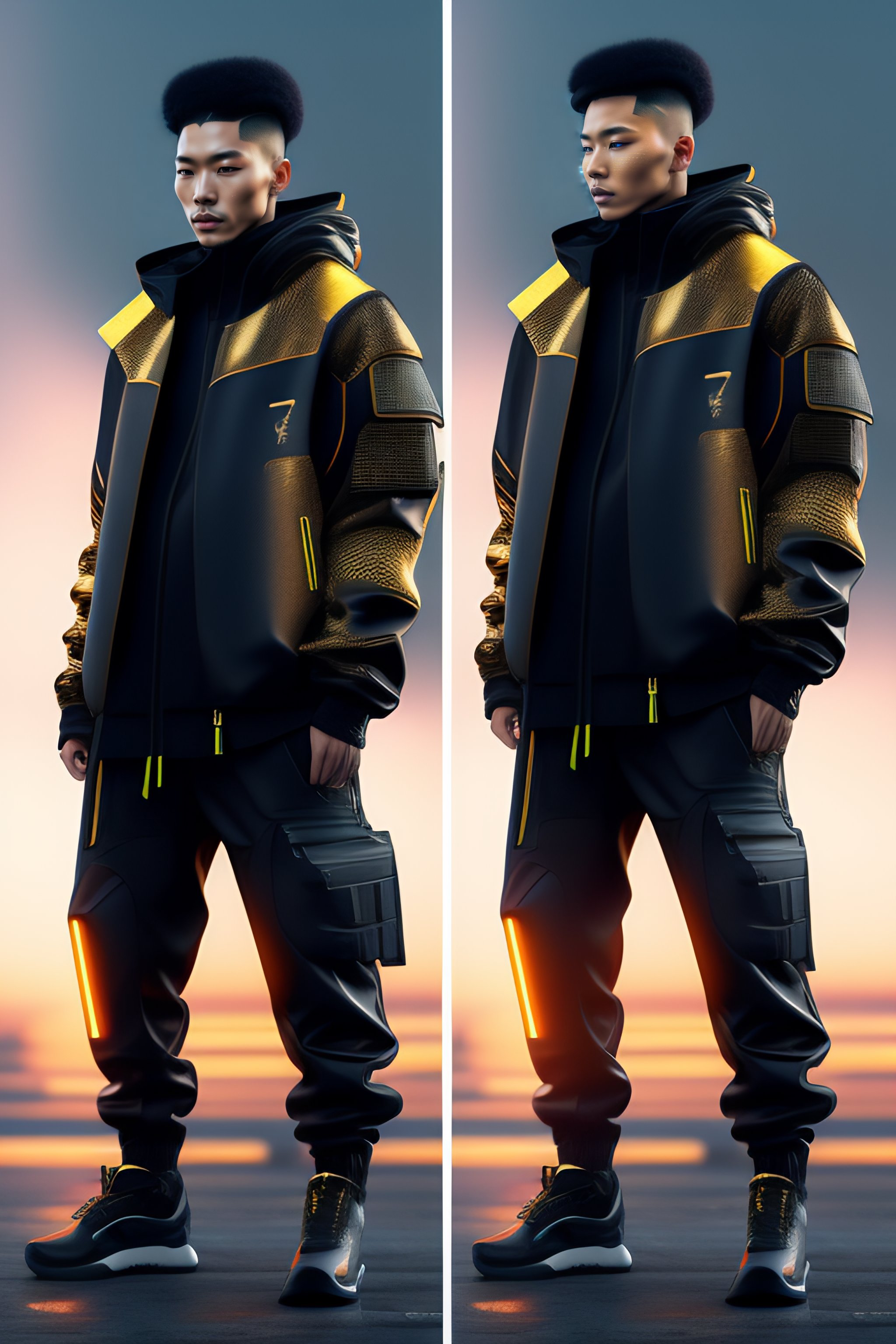 Lexica - Cyberpunk techwear streetwear look and clothes, we can see ...