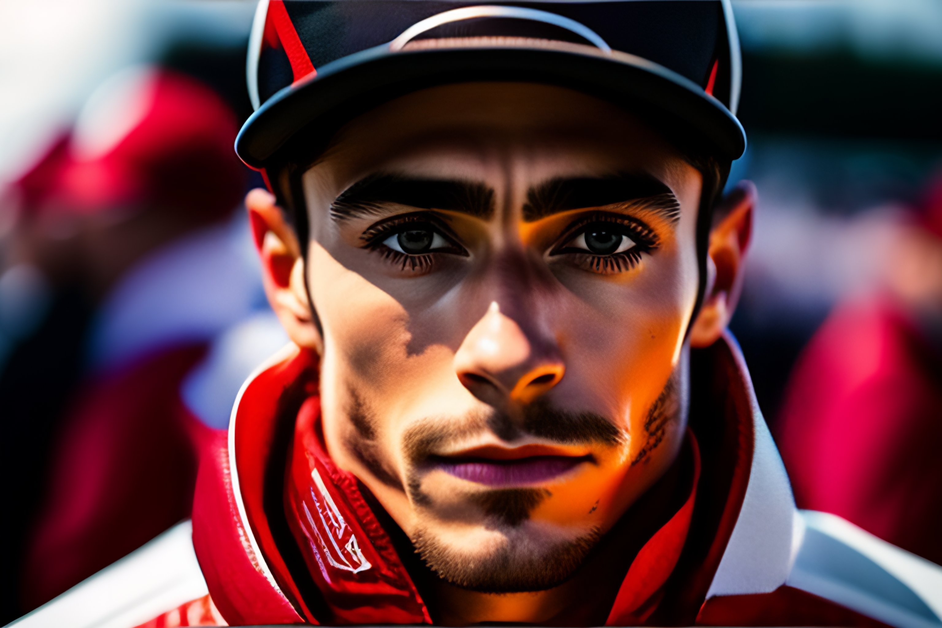 Lexica - Closeup portrait of Charles Leclerc at the formula 1 starting ...