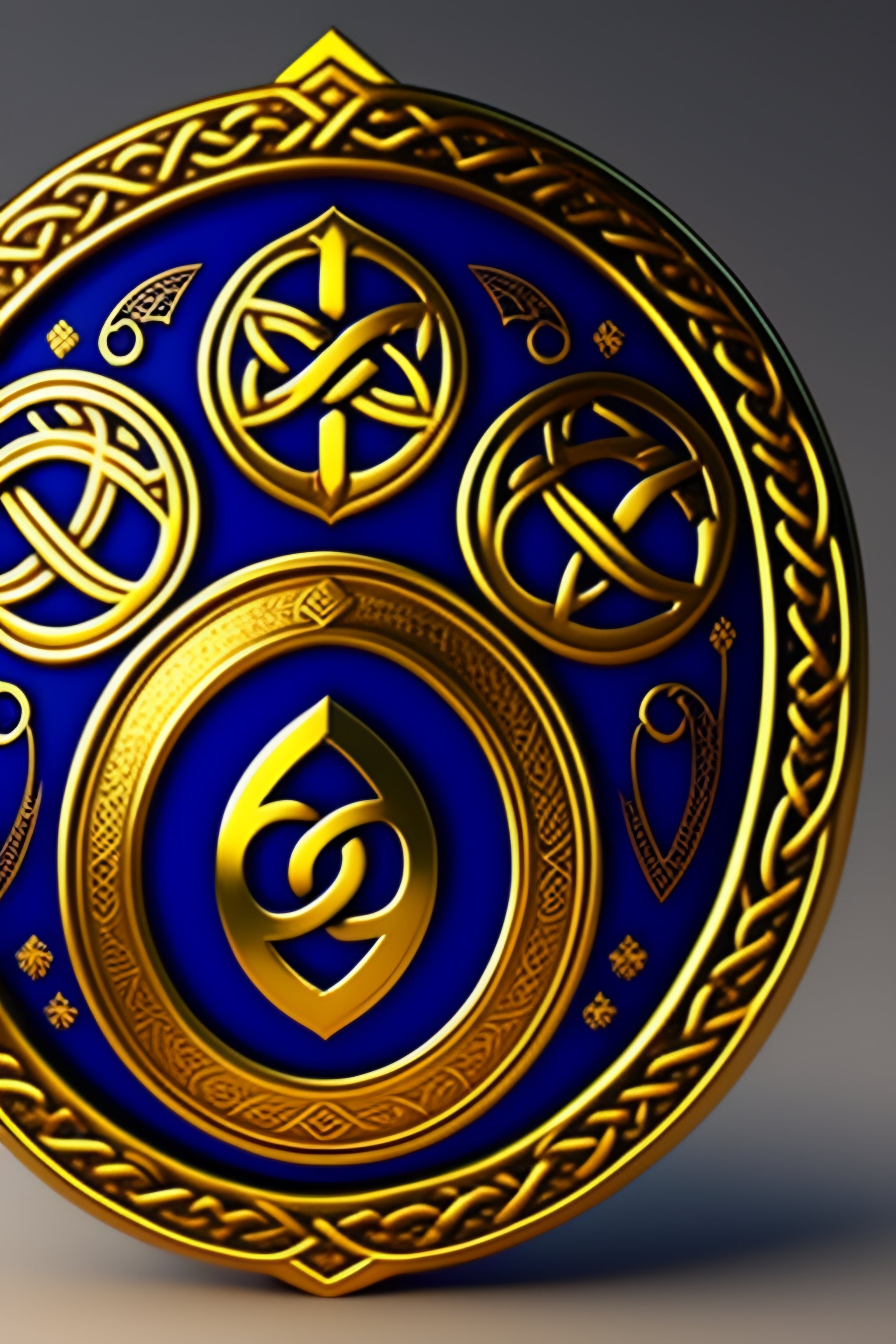 Lexica - A gothic circle shield logo high fantasy in gold and blue ...