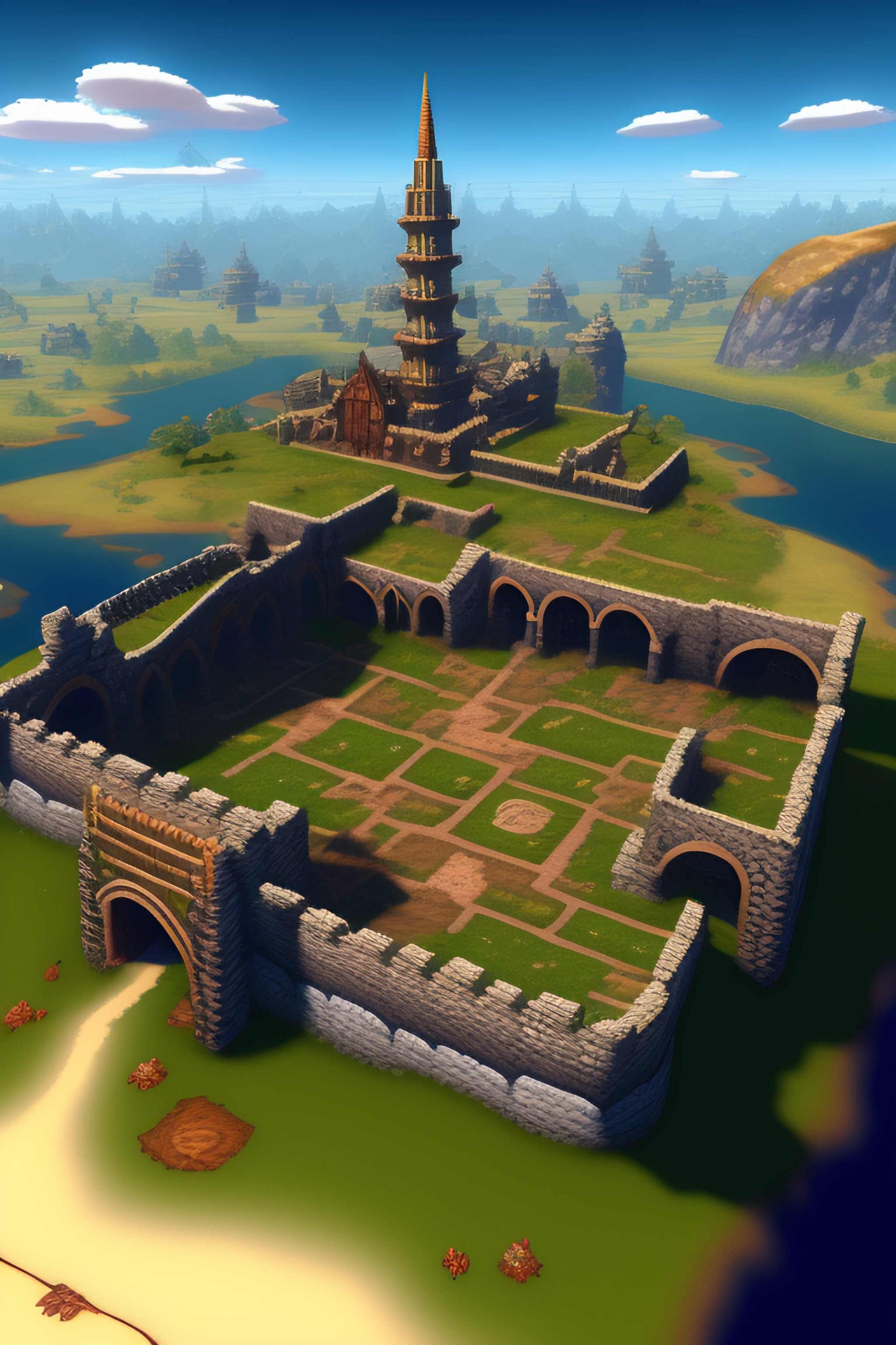 Lexica - Country , tabletop map, big city, towns, temples, ruis ...