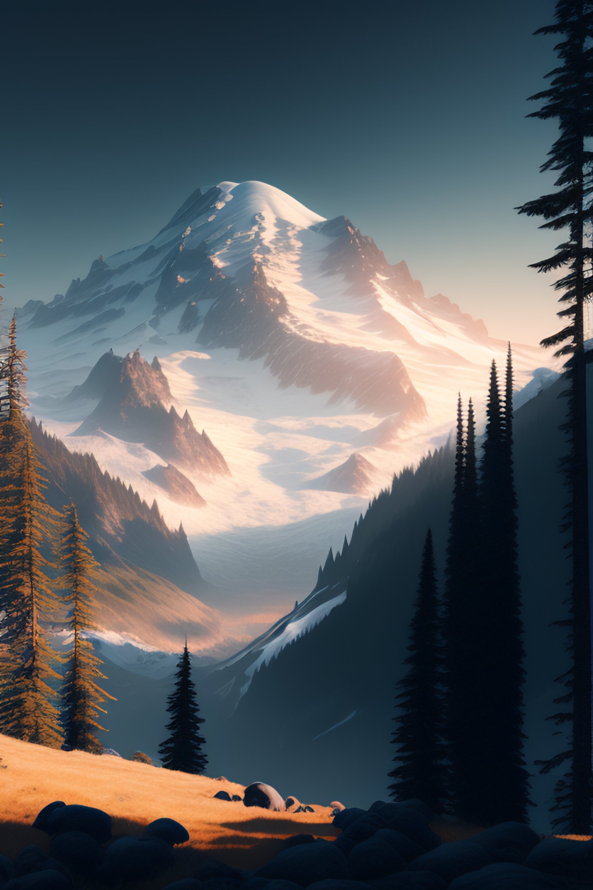 Lexica - A beautiful and highly detailed matte painting of mount ...