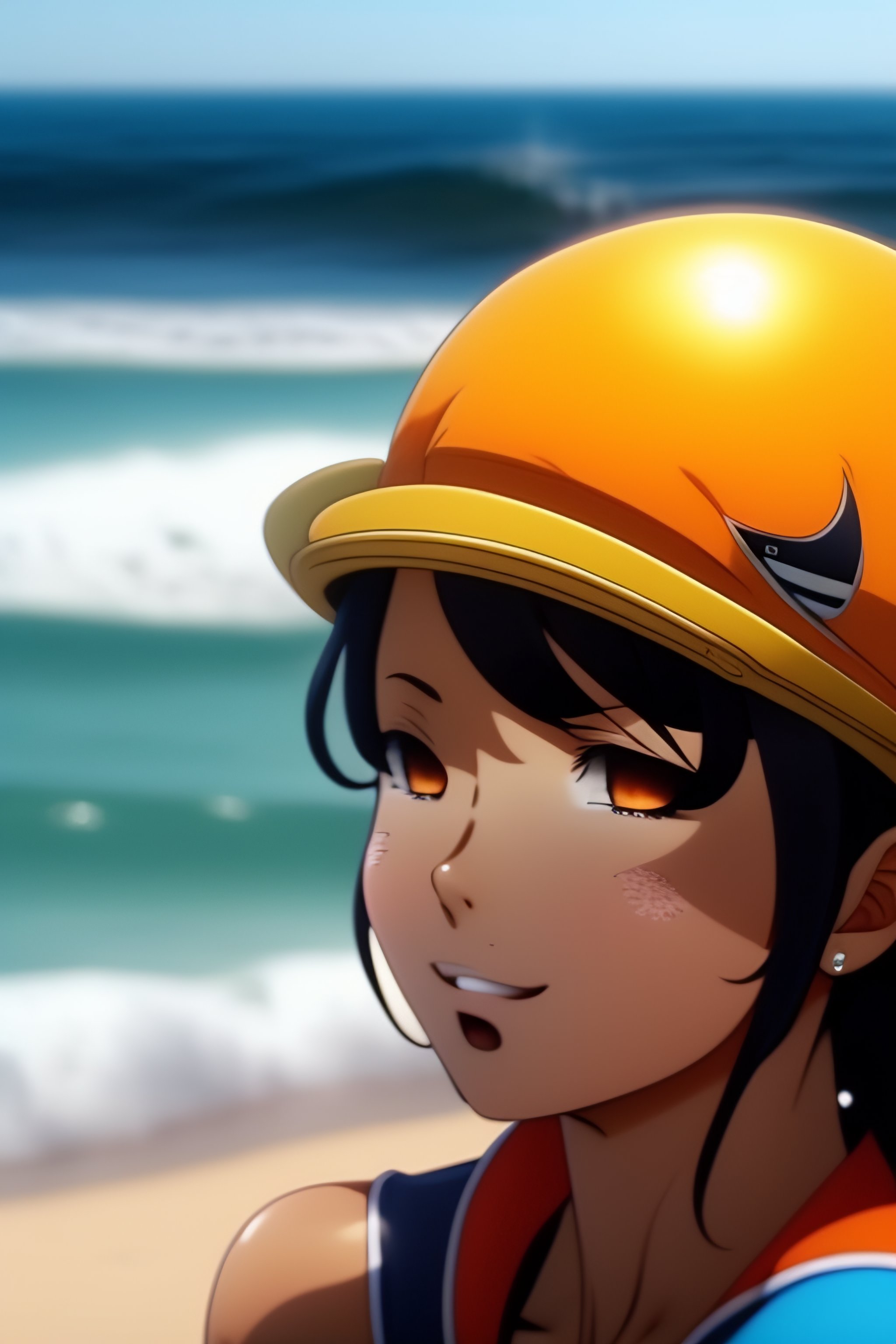 Lexica - Nami one piece dropping a ball at the beach