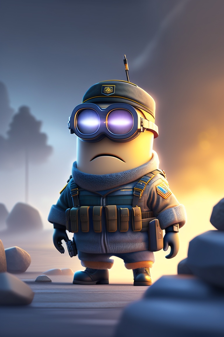 Lexica - A minion at the frontlines in the army at night with his ...