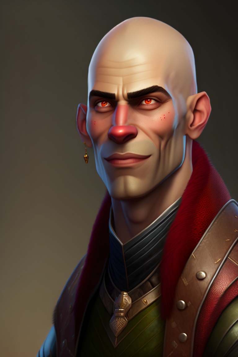 Lexica - Portrait of a bald half-orc with a missing tooth, dirty ...