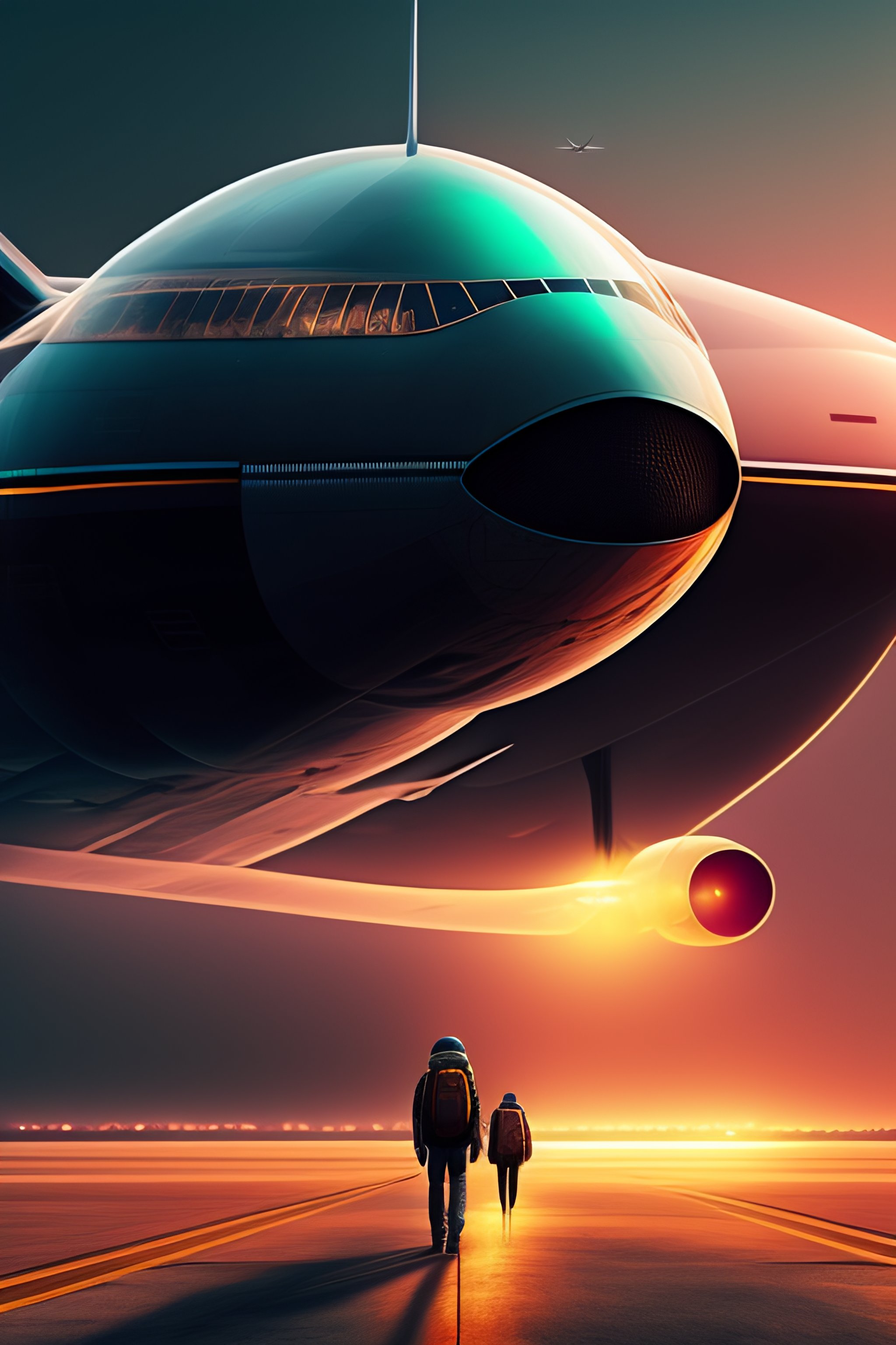 Lexica - Alien with bird face walking on an interestelar airport ...