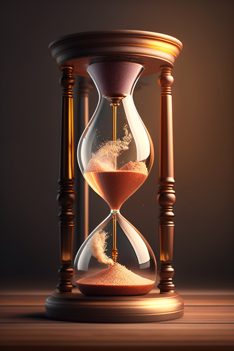 Lexica - A realistic photo of a broken antique hourglass showing that ...