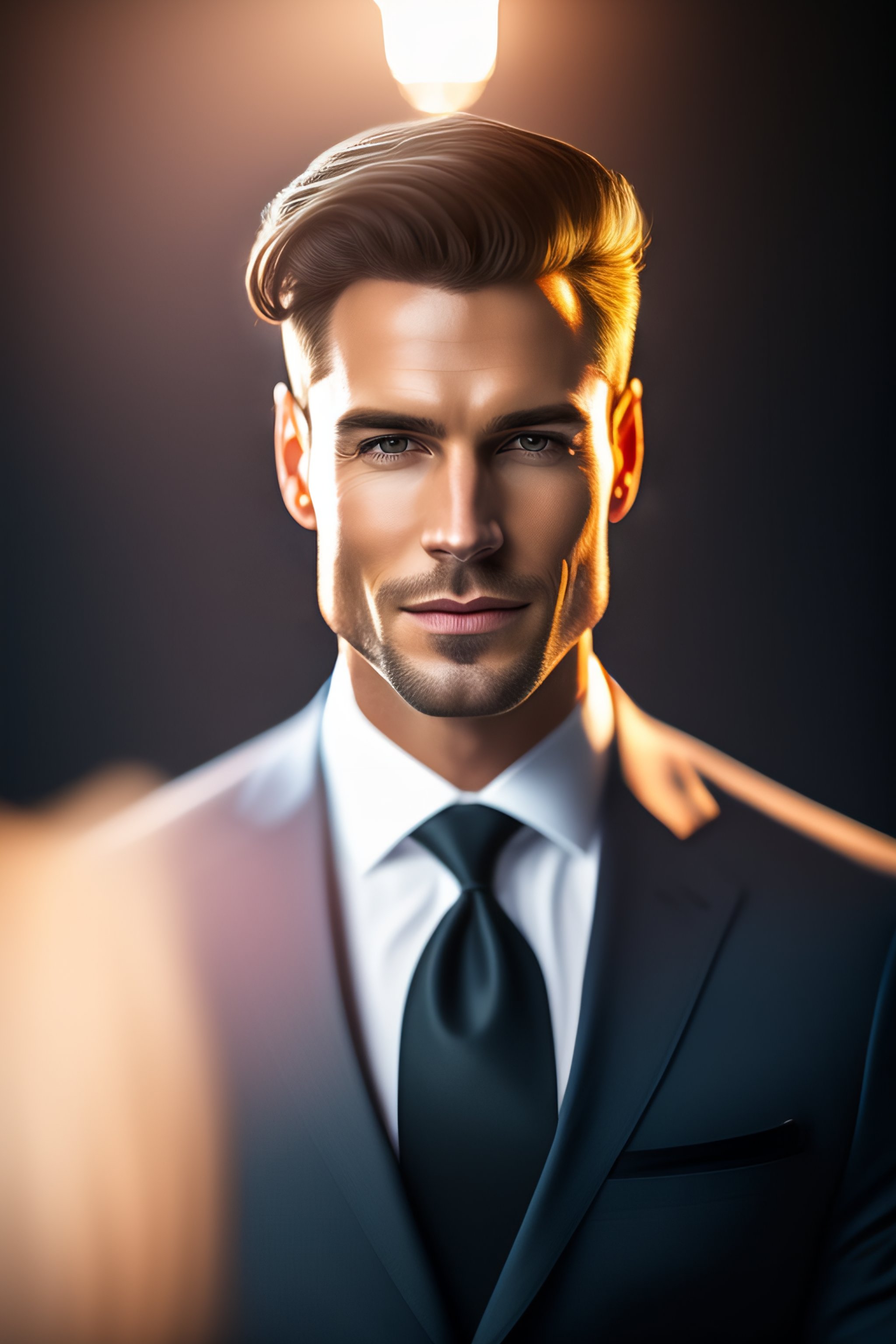 Lexica - A handsome realistic man in a business suit diffused lighting