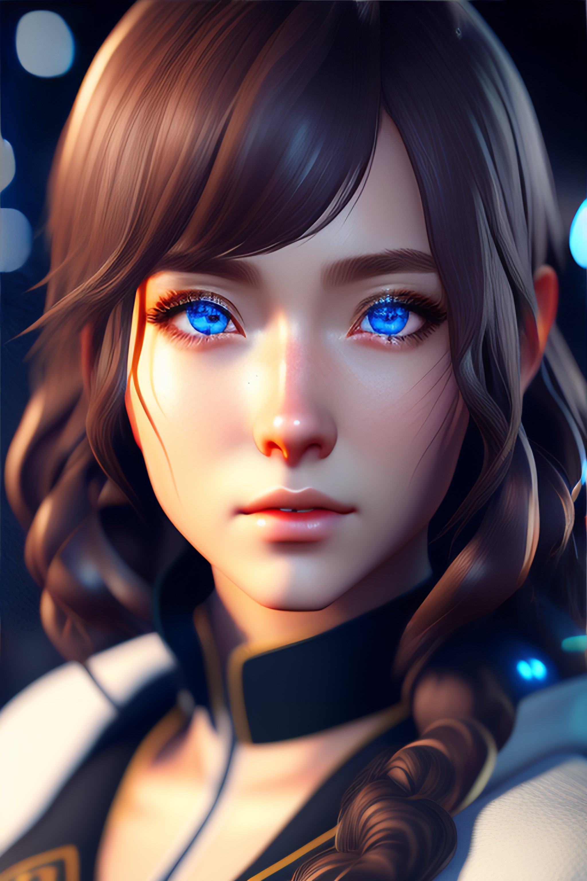 Lexica - A detailed portrait of pretty anime girl blue eyes, unreal ...