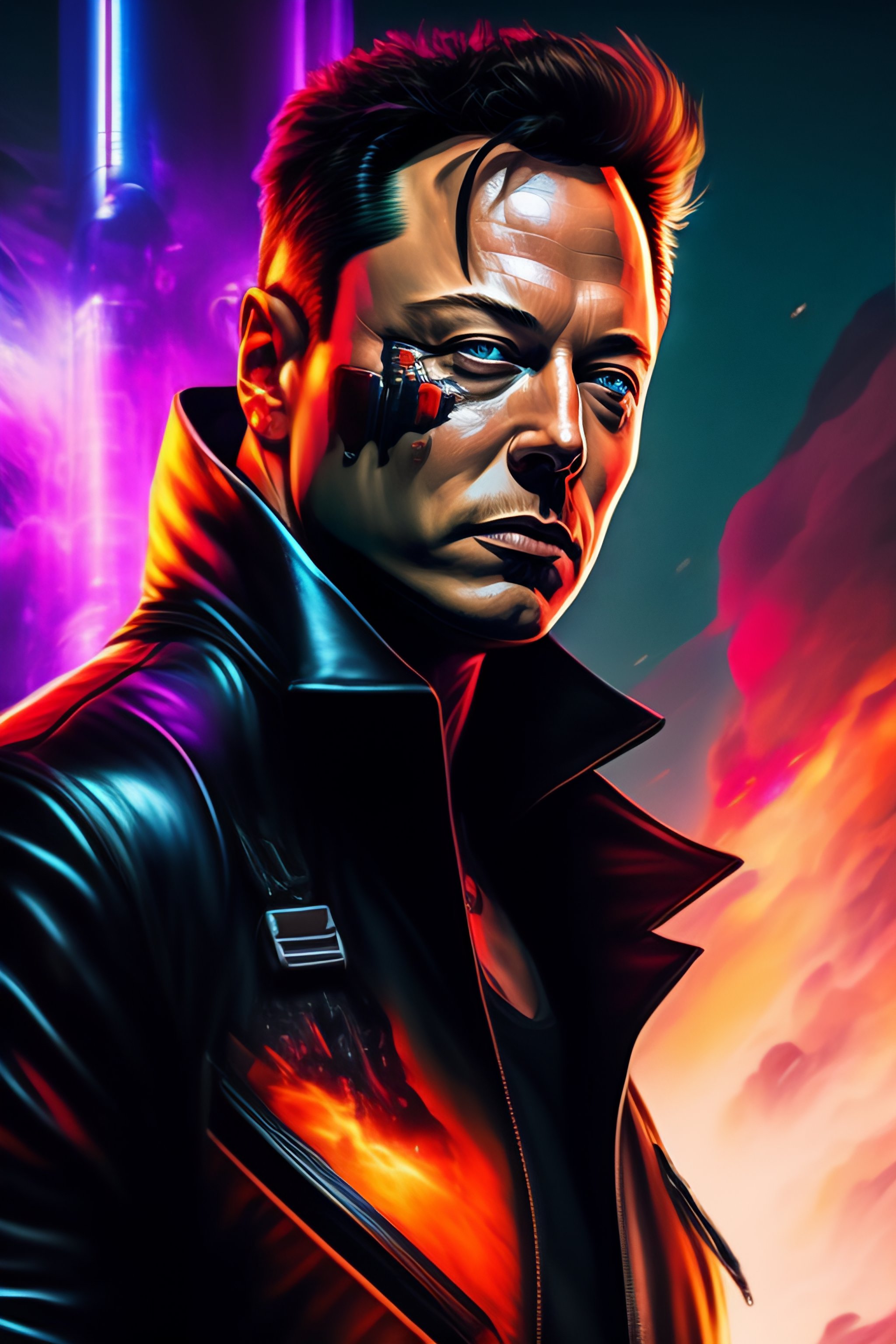 Lexica - Elon musk as the terminator character, digital illustration ...