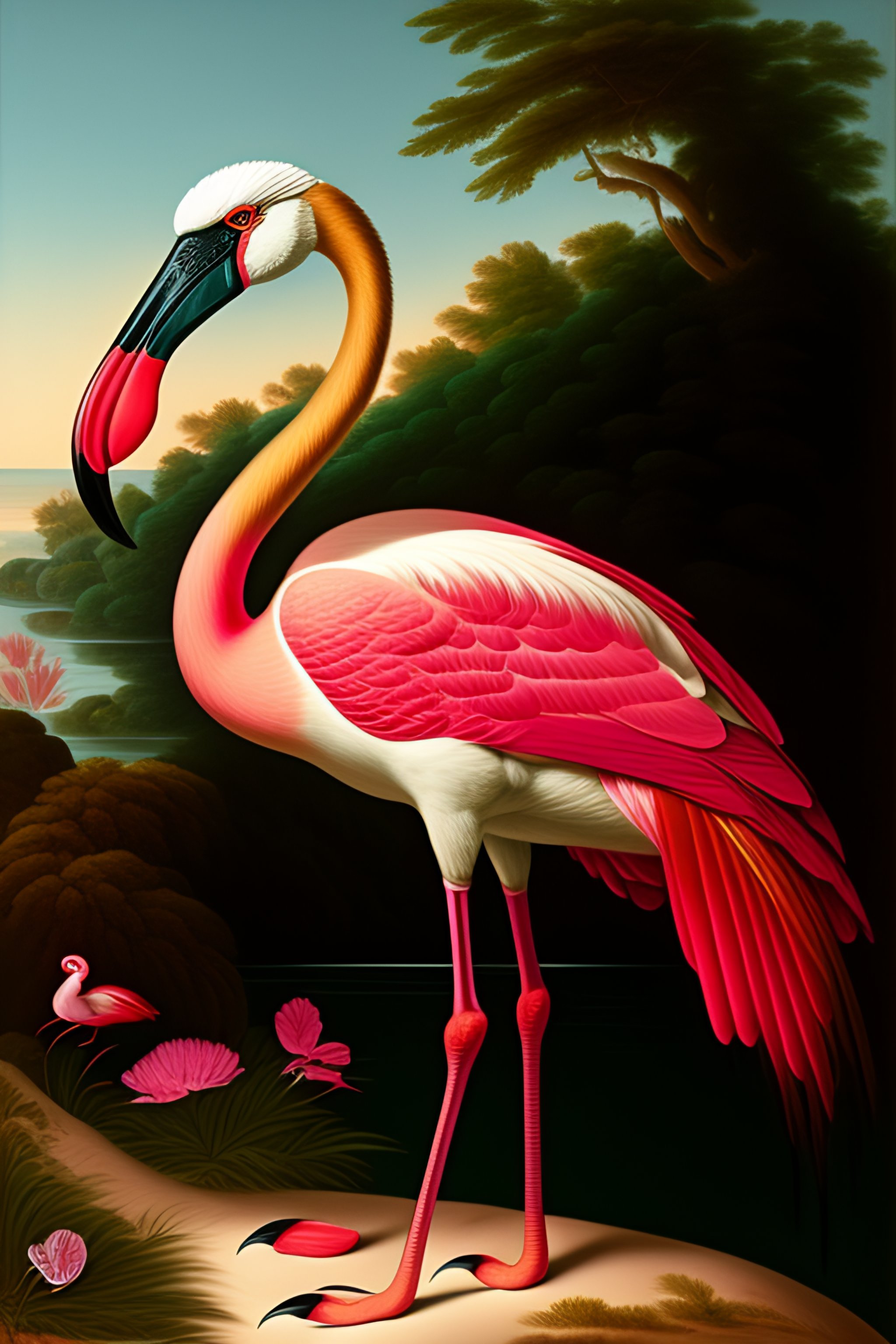 Lexica - John James Audubon flamingo illustration, art by Audubon