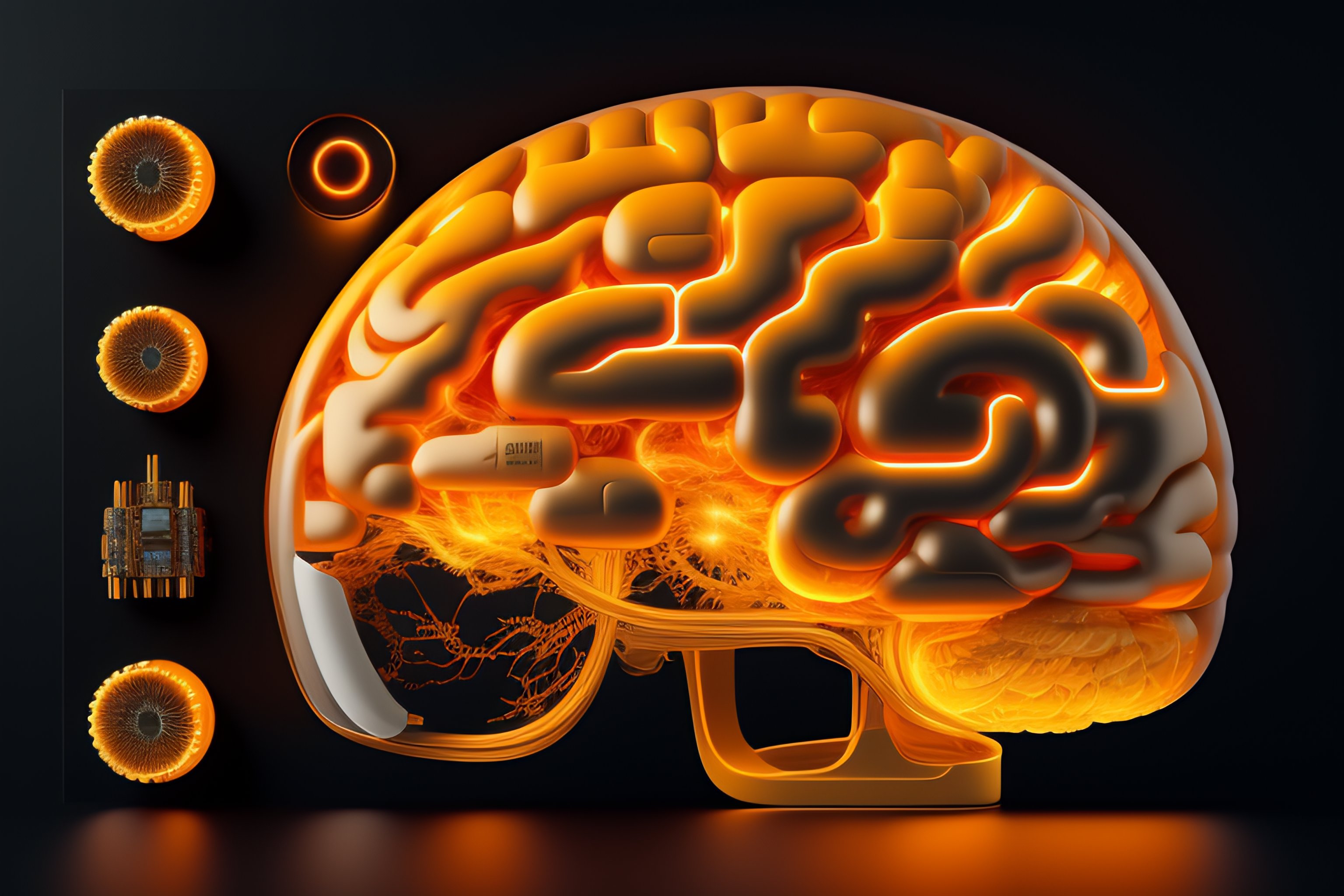 Lexica - Human brain merging machine ai parts, like iphone, light ...