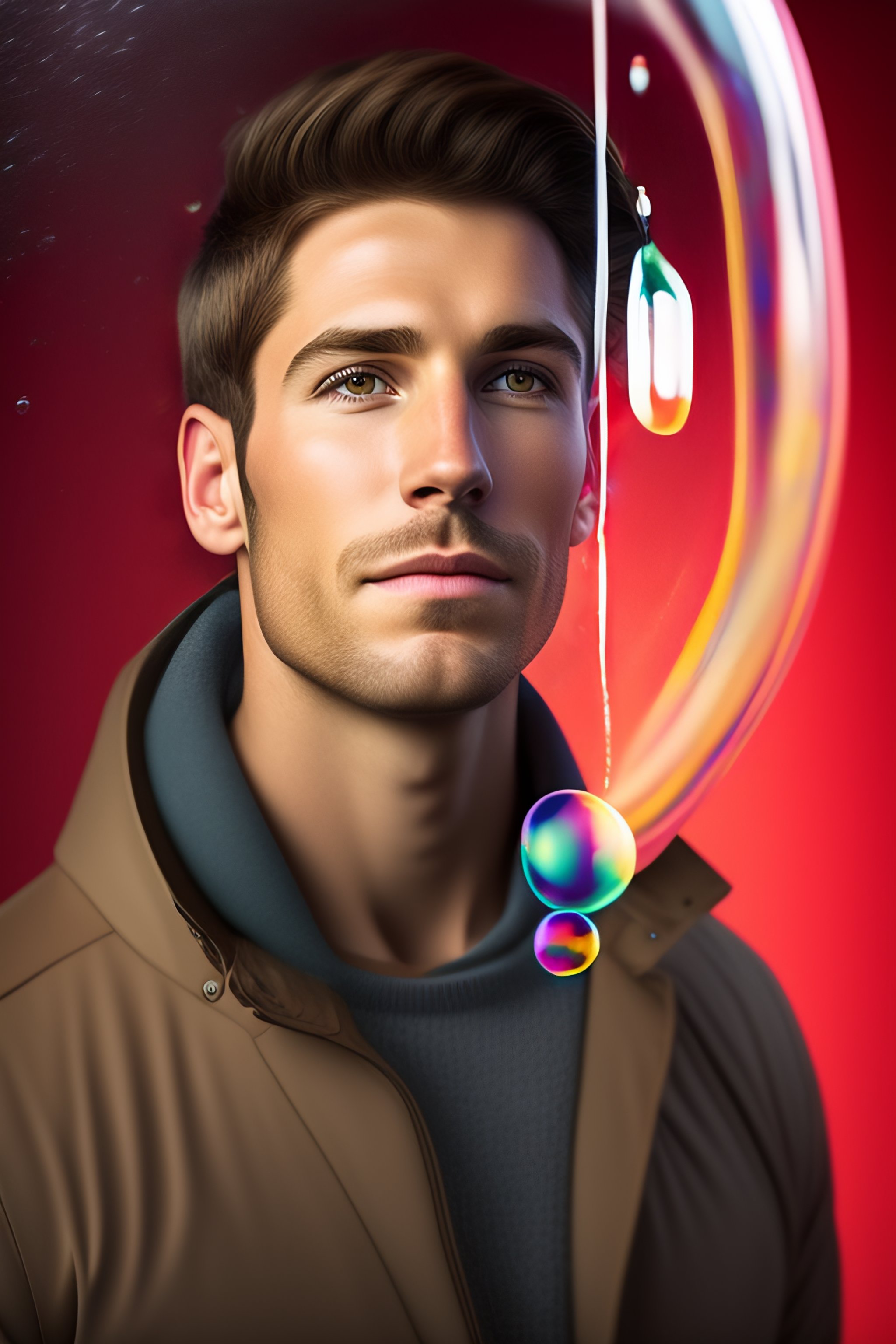 Lexica - Portrait of introvert guy with bubble in head