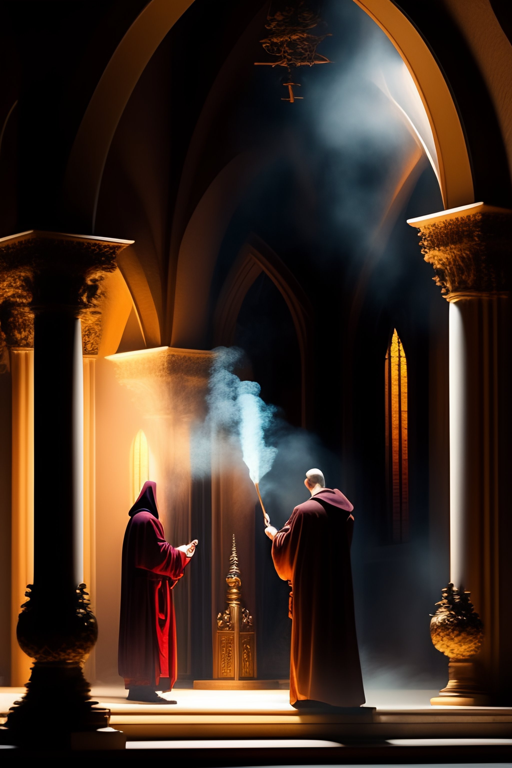 Lexica - Hooded Jesuit monks offering incense to a 2-story tall ...
