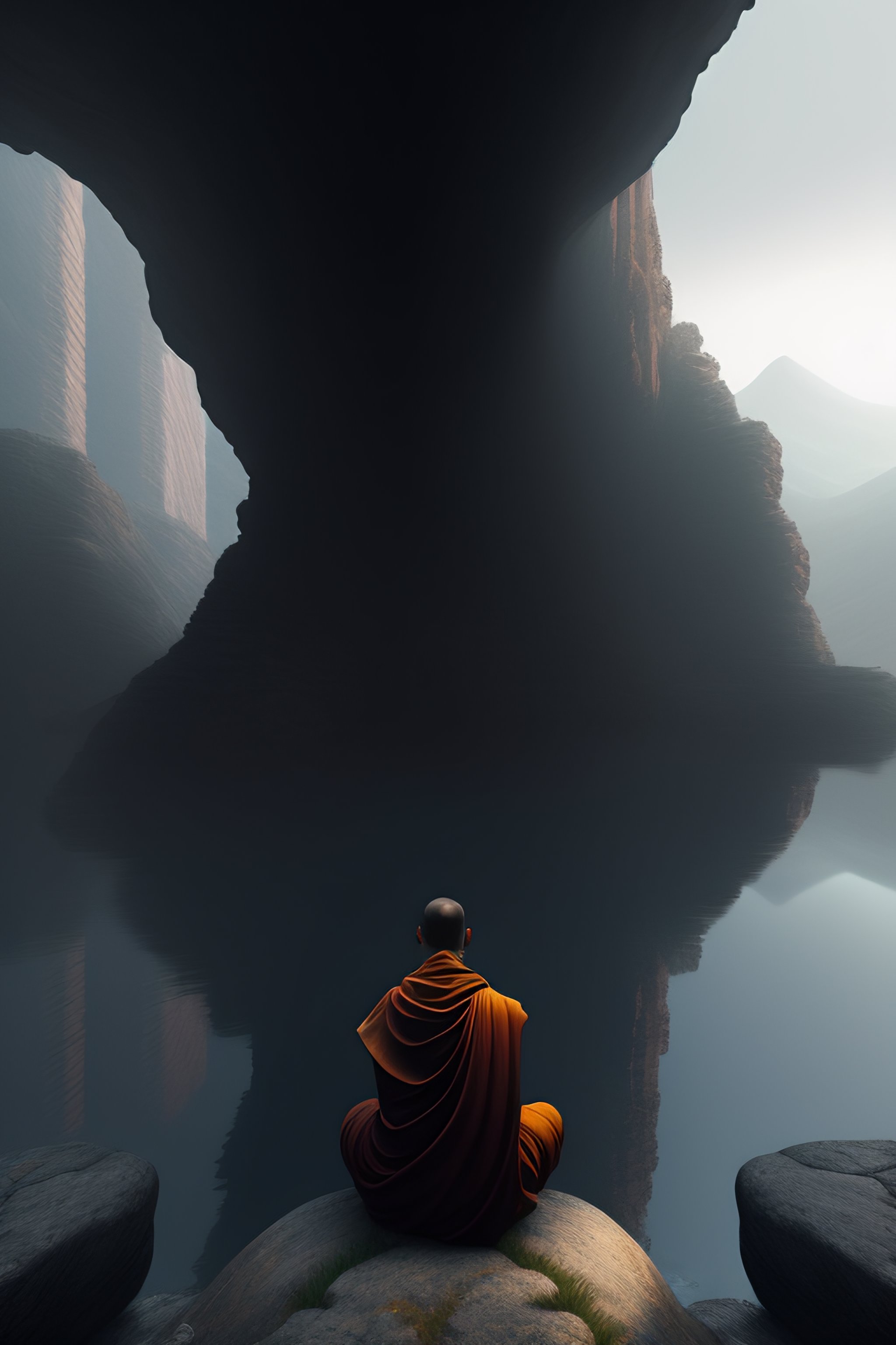 Lexica - A monk god meditating in a empty void, fantasy, trending on ...