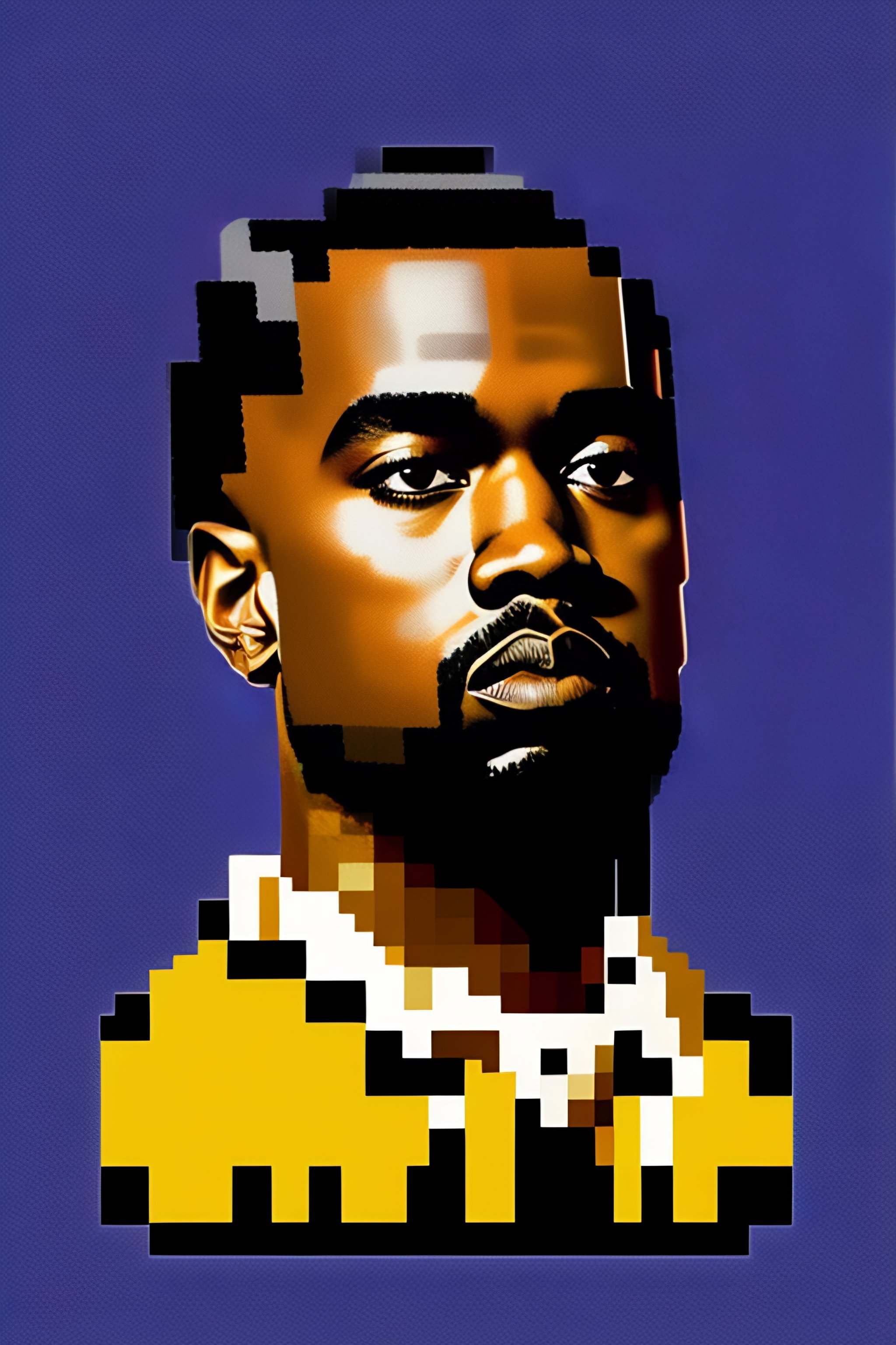 Lexica - Make a 2d kanye west pixel art with swastika flag in his hands