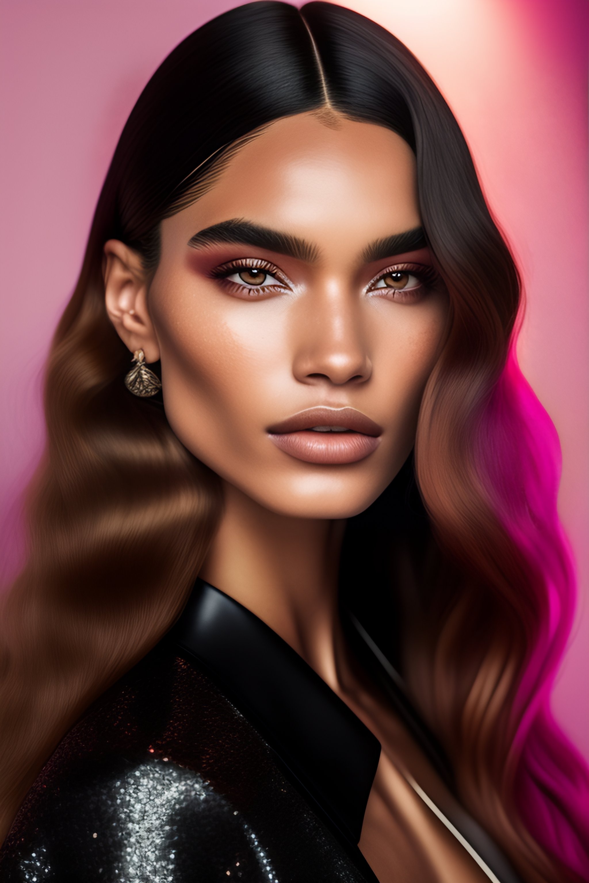 Lexica - A photo close-up of a beautiful long haired woman with light ...