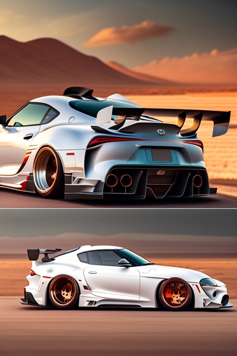 Lexica - Surrealistic, Toyota Supra mk4, central, matte white, 8k, no spoiler